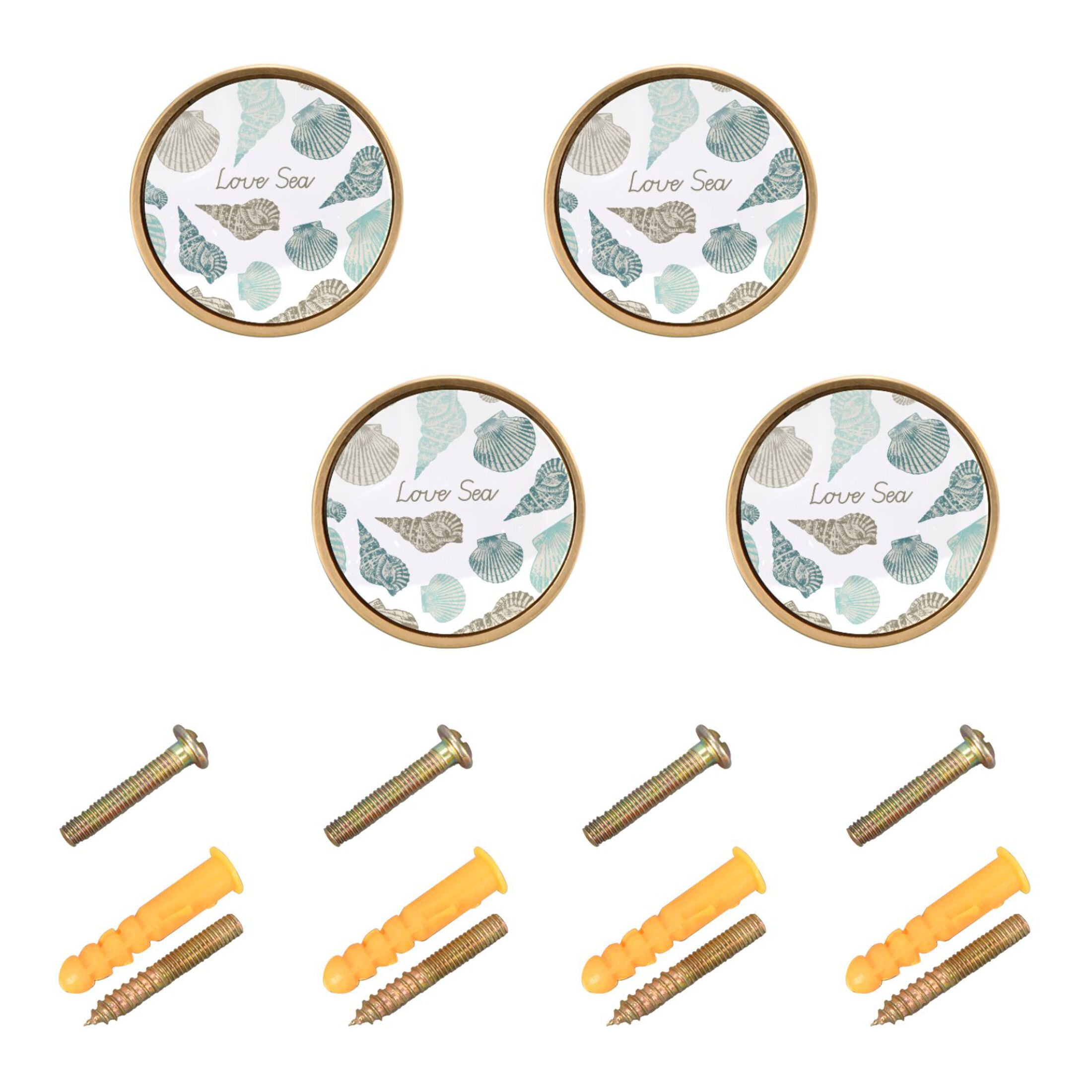 Sea Shells Pattern Cabinet Knobs Kitchen Drawers Knobs Door Round Pulls ...