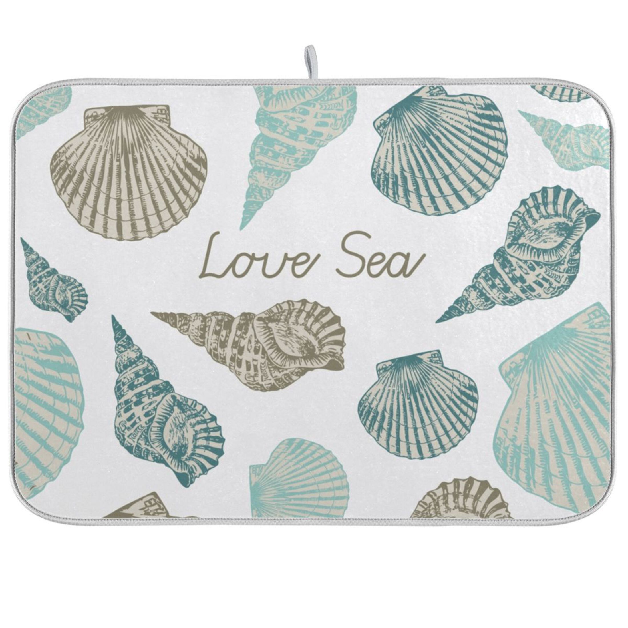 Sea Shells Pattern Dish Drying Mat Microfiber Kitchen Mats Large ...