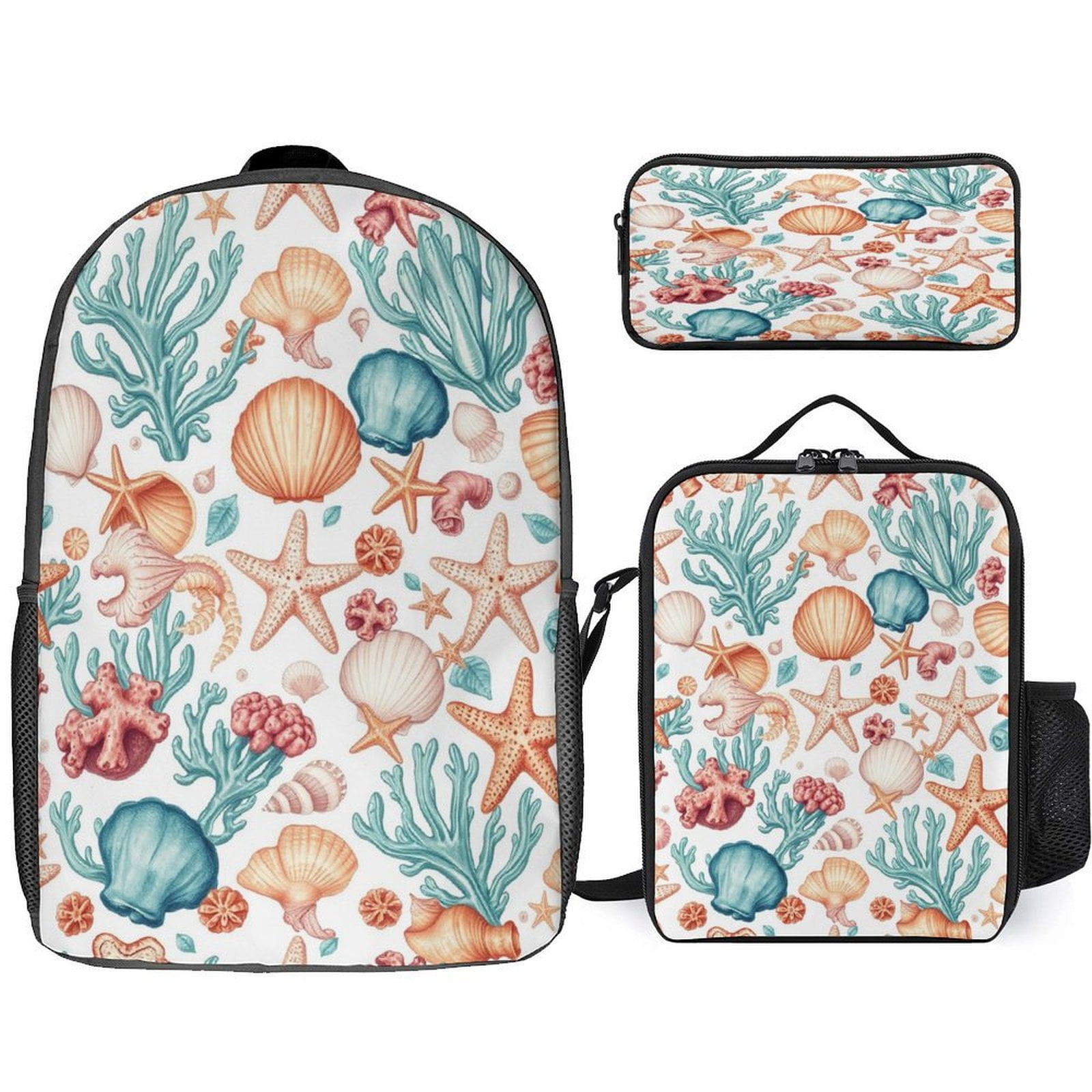 Sea Shells Starfish Coral 3pcs/Set Student Travel Bags Laptop Daypack ...