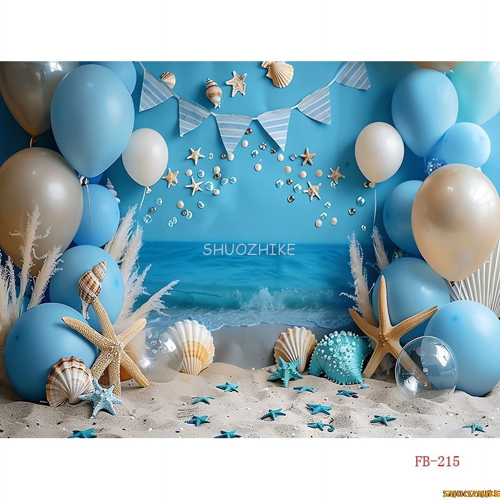 Sea Shells&Stars Arched Shimmering Balloon Garland Happy Birthday ...