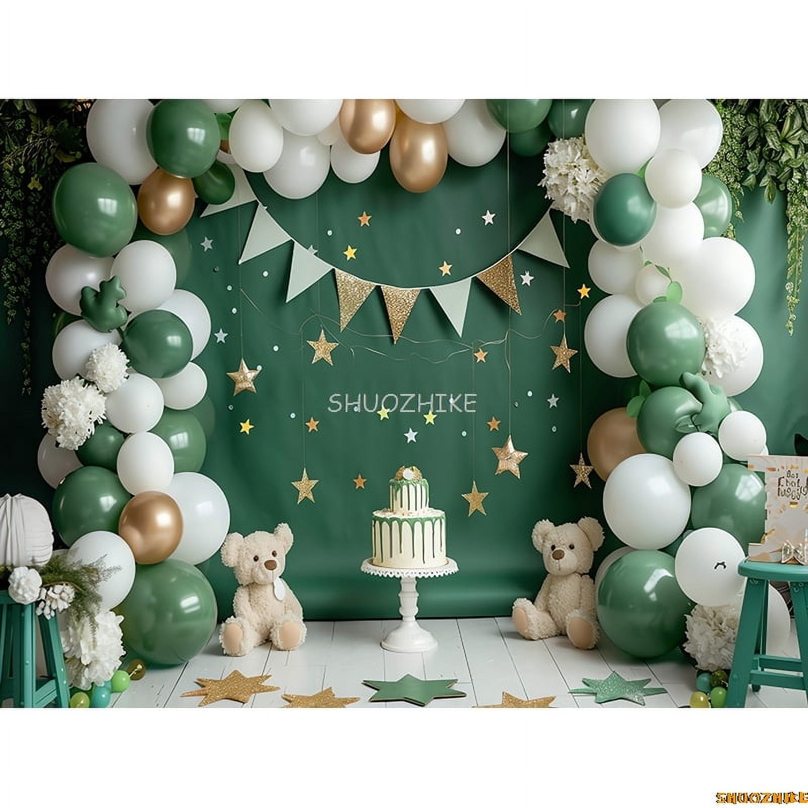Sea Shells&Stars Arched Shimmering Balloon Garland Happy Birthday ...