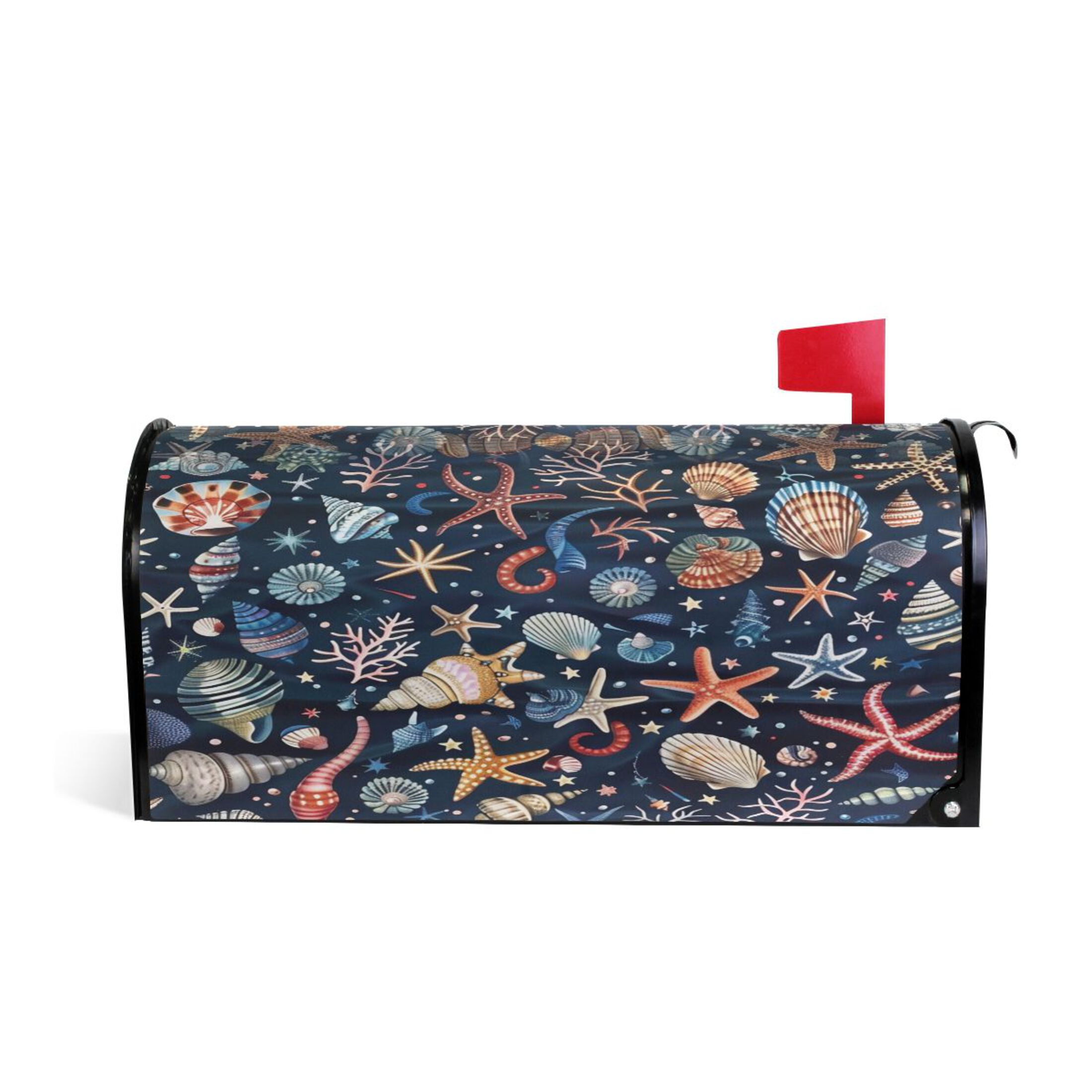 Sea Shells Stars Seaweed Coral Magnetic Mailbox Covers Post Box Wraps ...