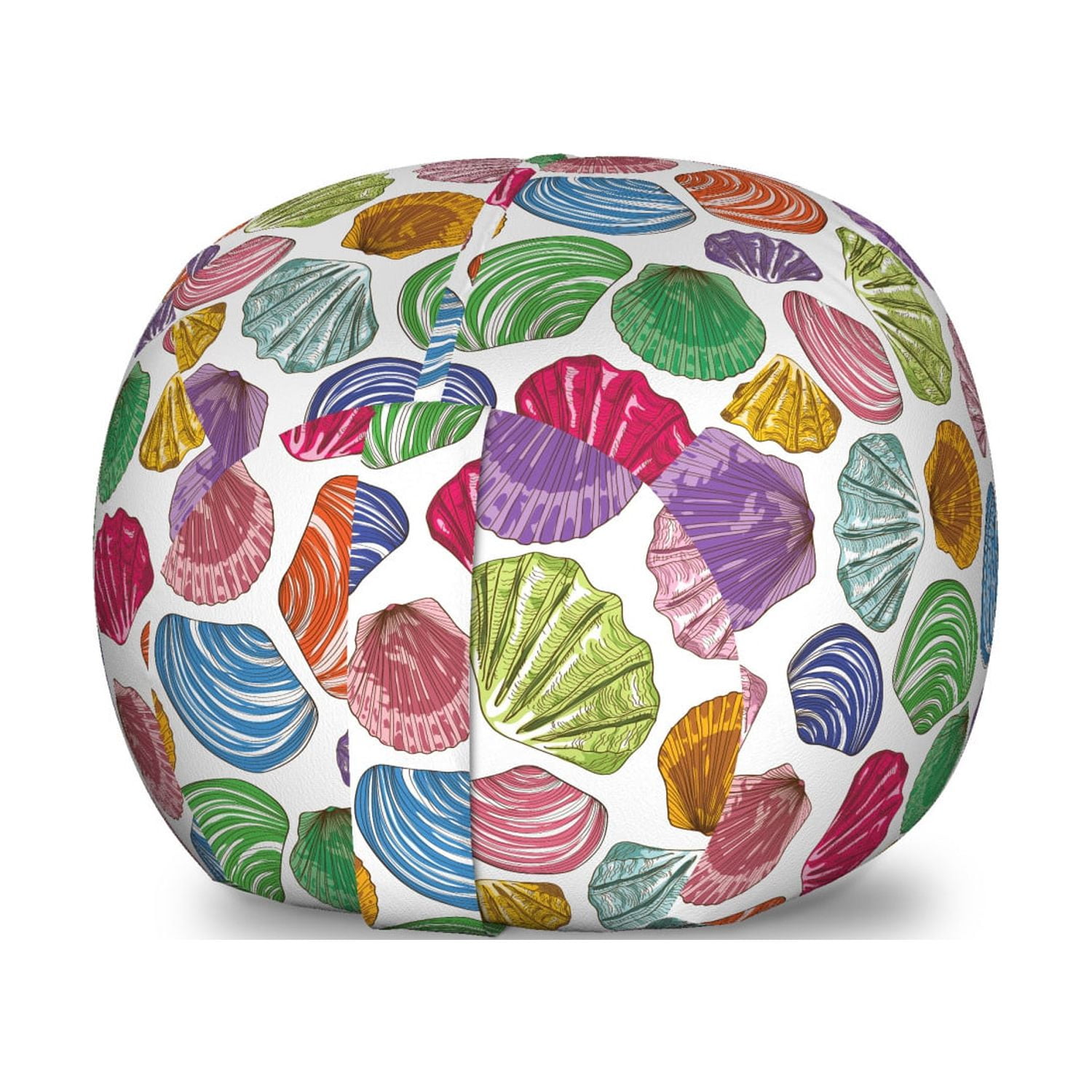 Sea Shells Storage Toy Bag Chair, Colorful Hand Drawn Shells Summer ...