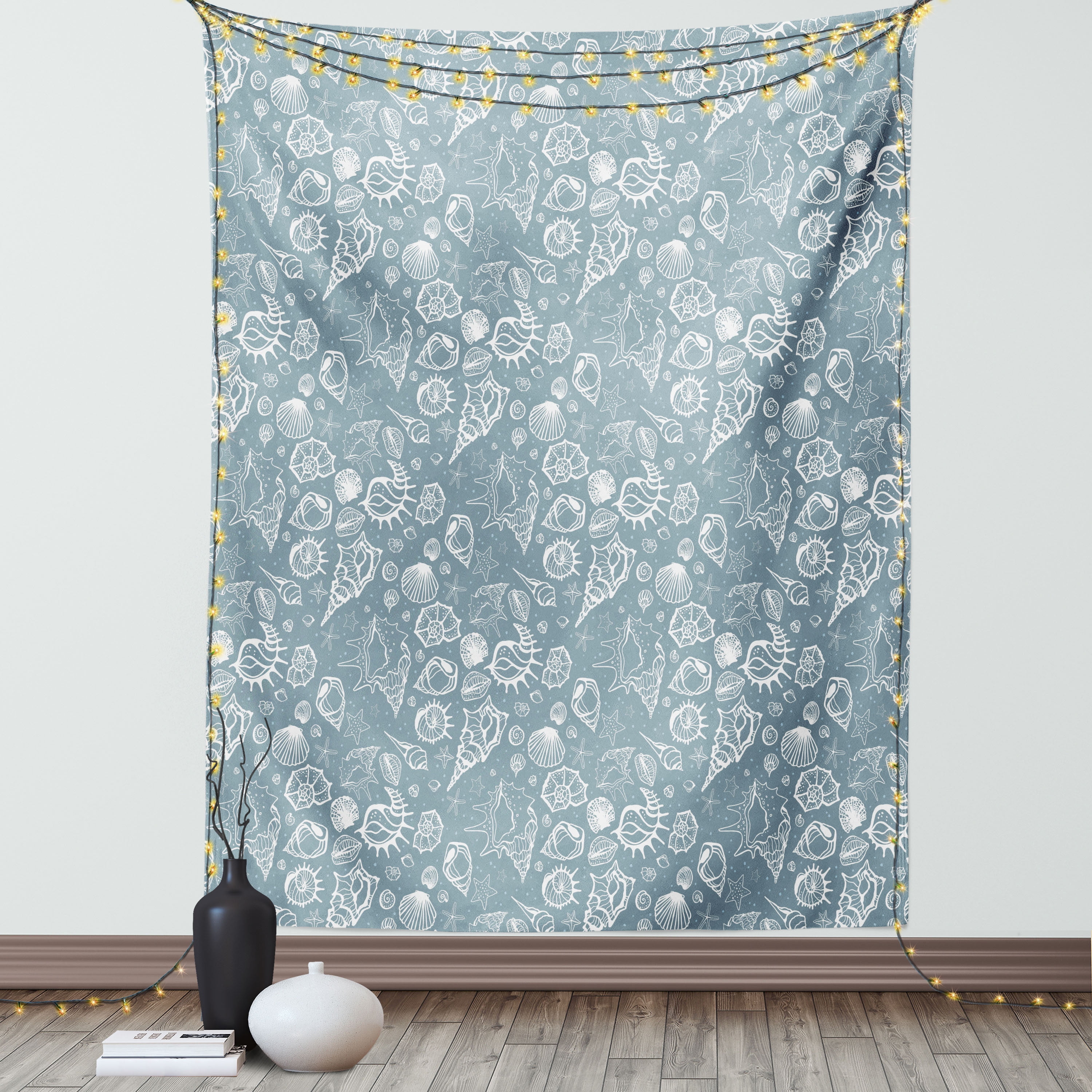 Sea Shells Tapestry, Doodle Hand Drawn Style Starfish Pattern ...