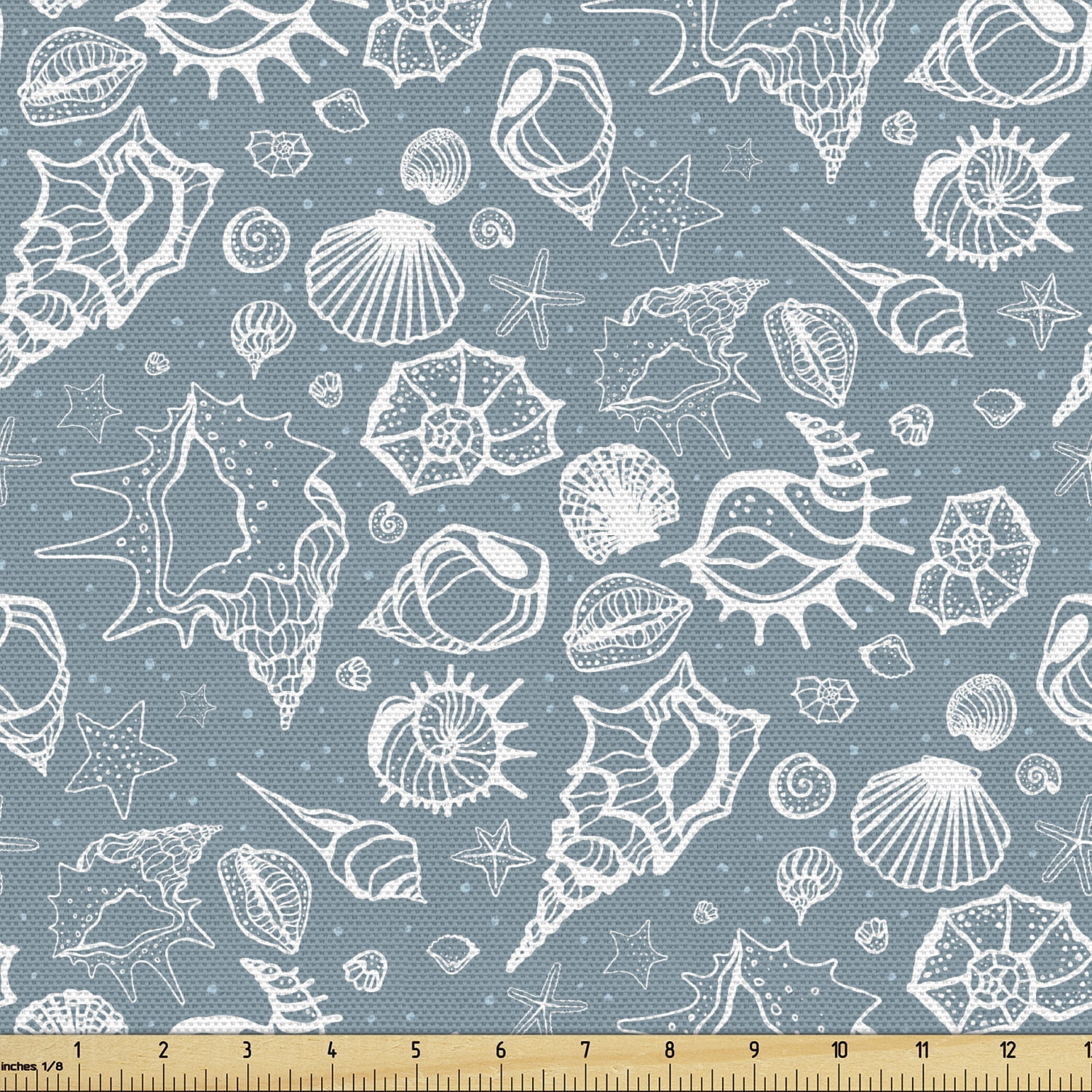 Sea Shells Upholstery Fabric by the Yard, Doodle Hand Drawn Style ...