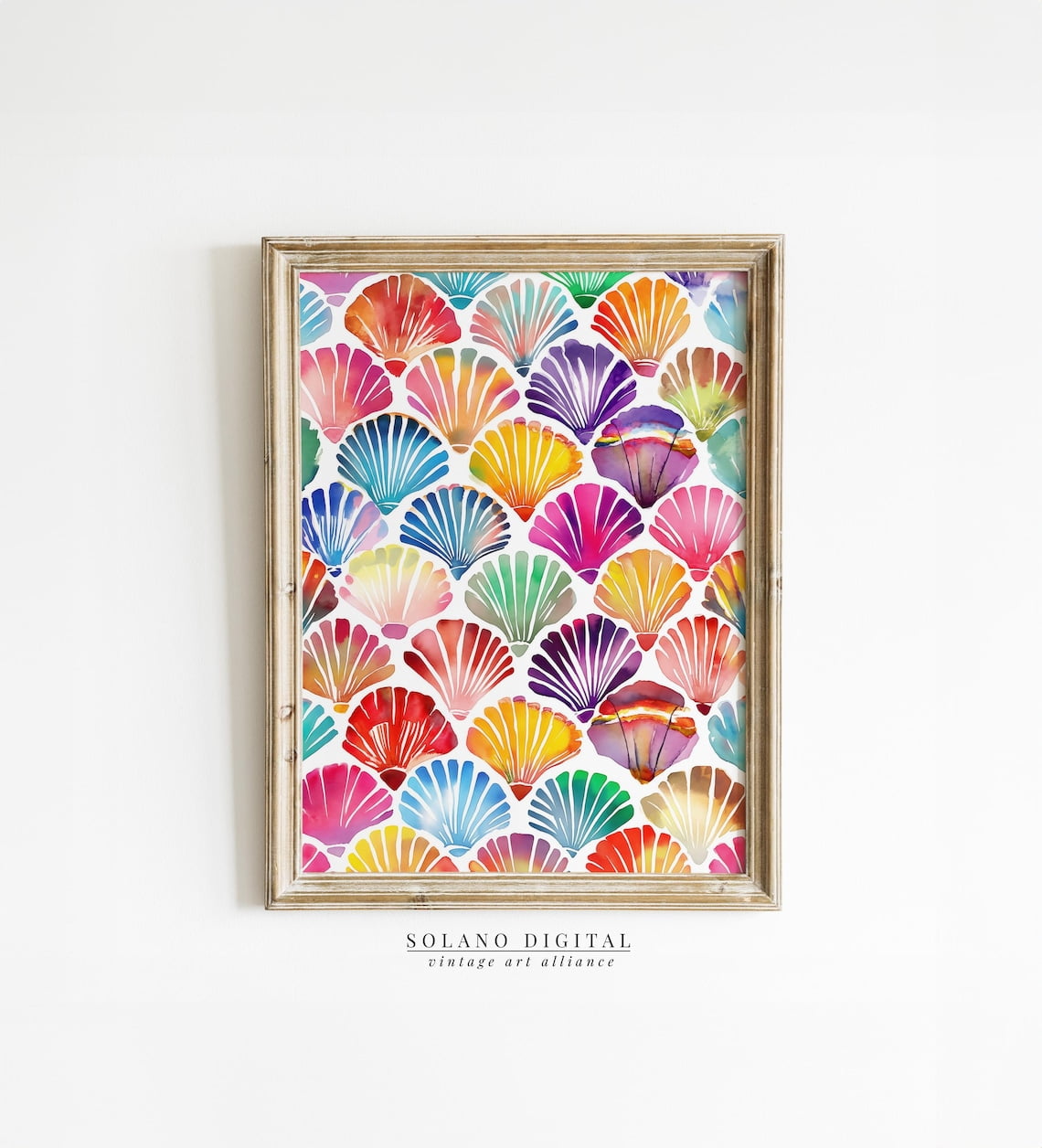 Sea Shells Wall Art Print Colorful Coastal Aesthetic Coastal Wall Art ...