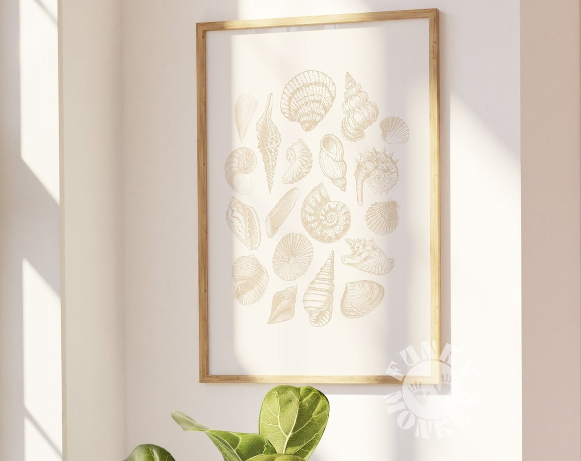 Sea Shells Wall Art Print, Vintage Coastal Aesthetic, Coastal ...