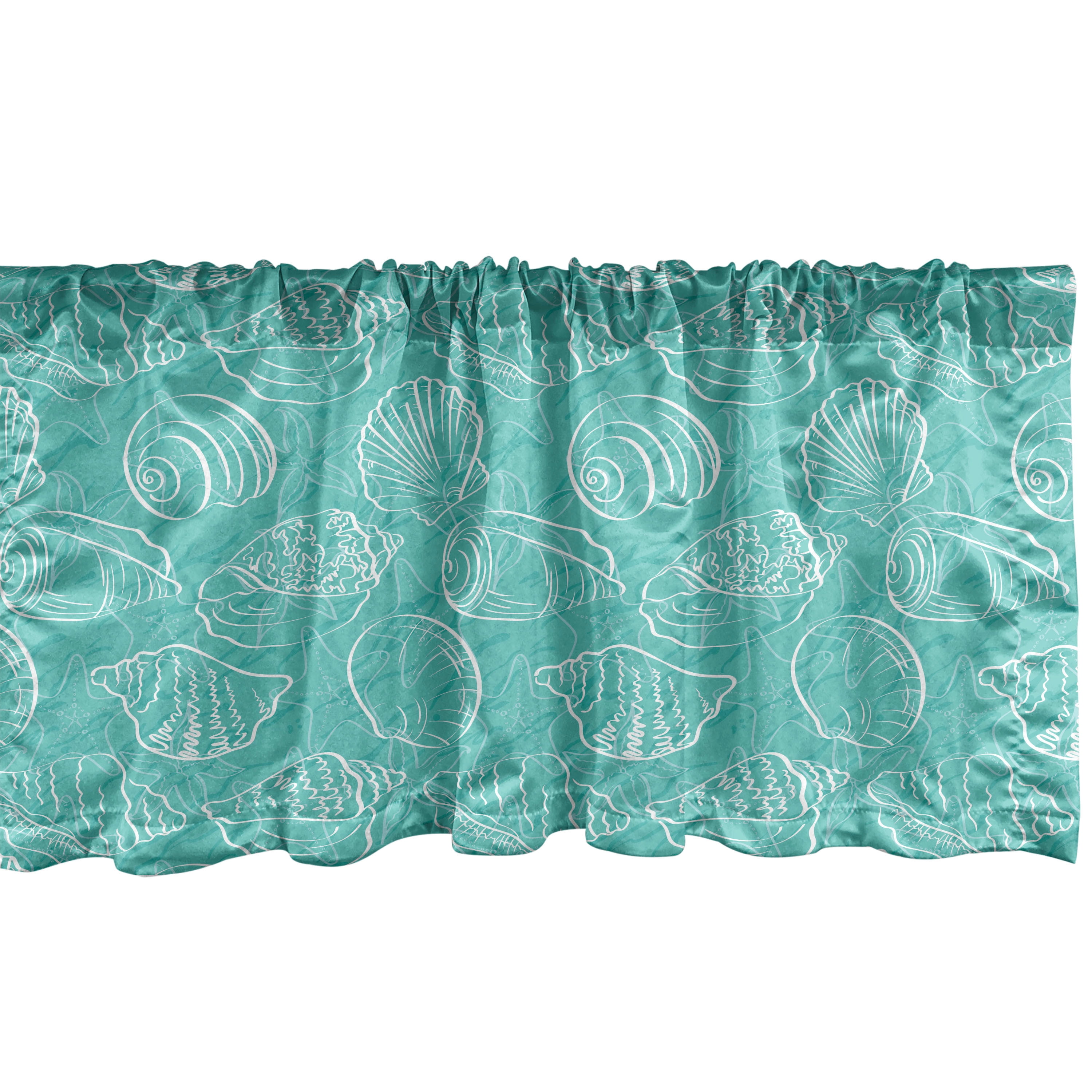 Ambesonne Sea Shells Valance Pack of 2, Doodle Marine Lines, 42"X12 ...
