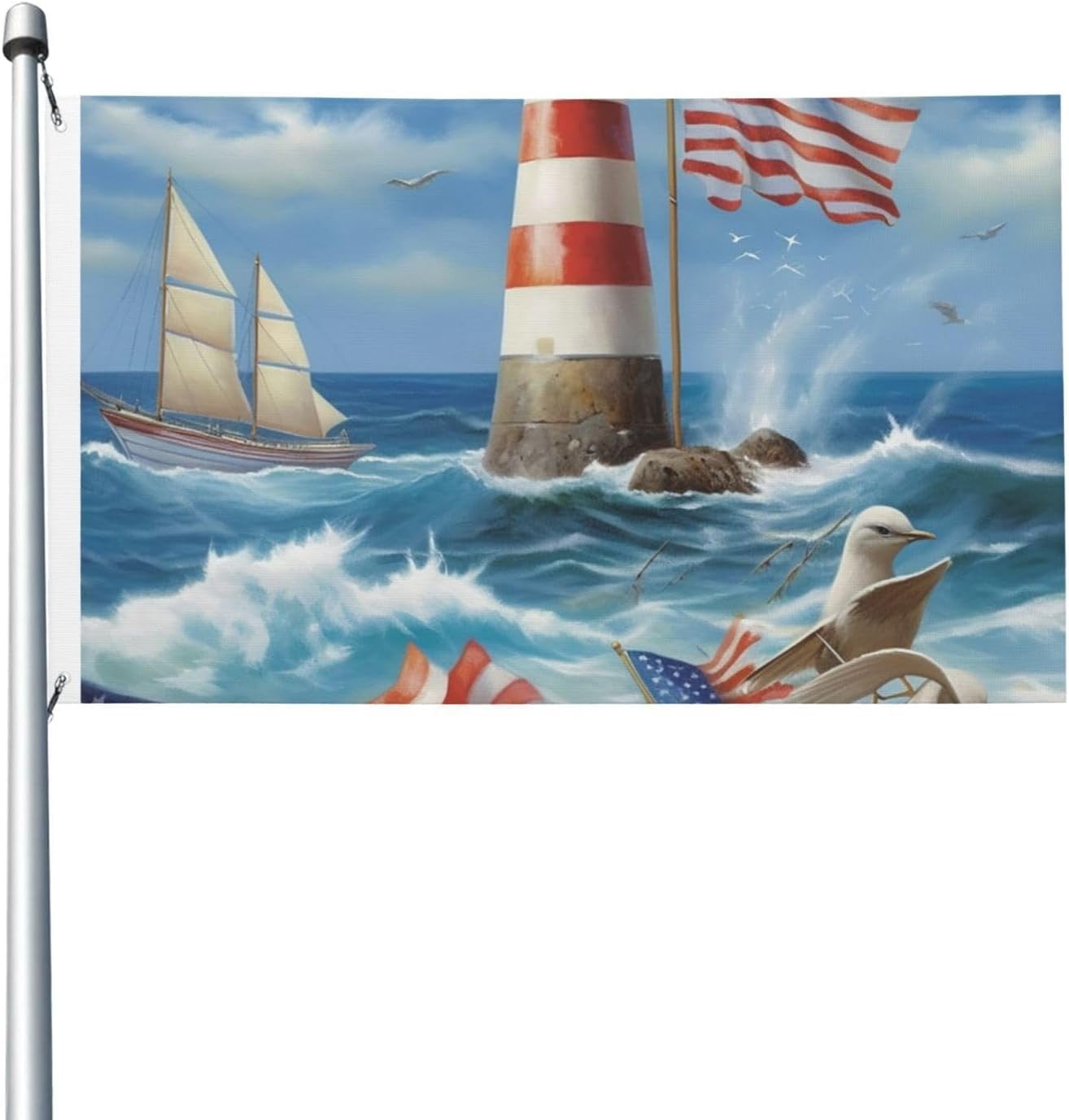 Sea to Shining Sea Patriotic Flag 4.85x8 ft Garden Flag Welcome Spring ...