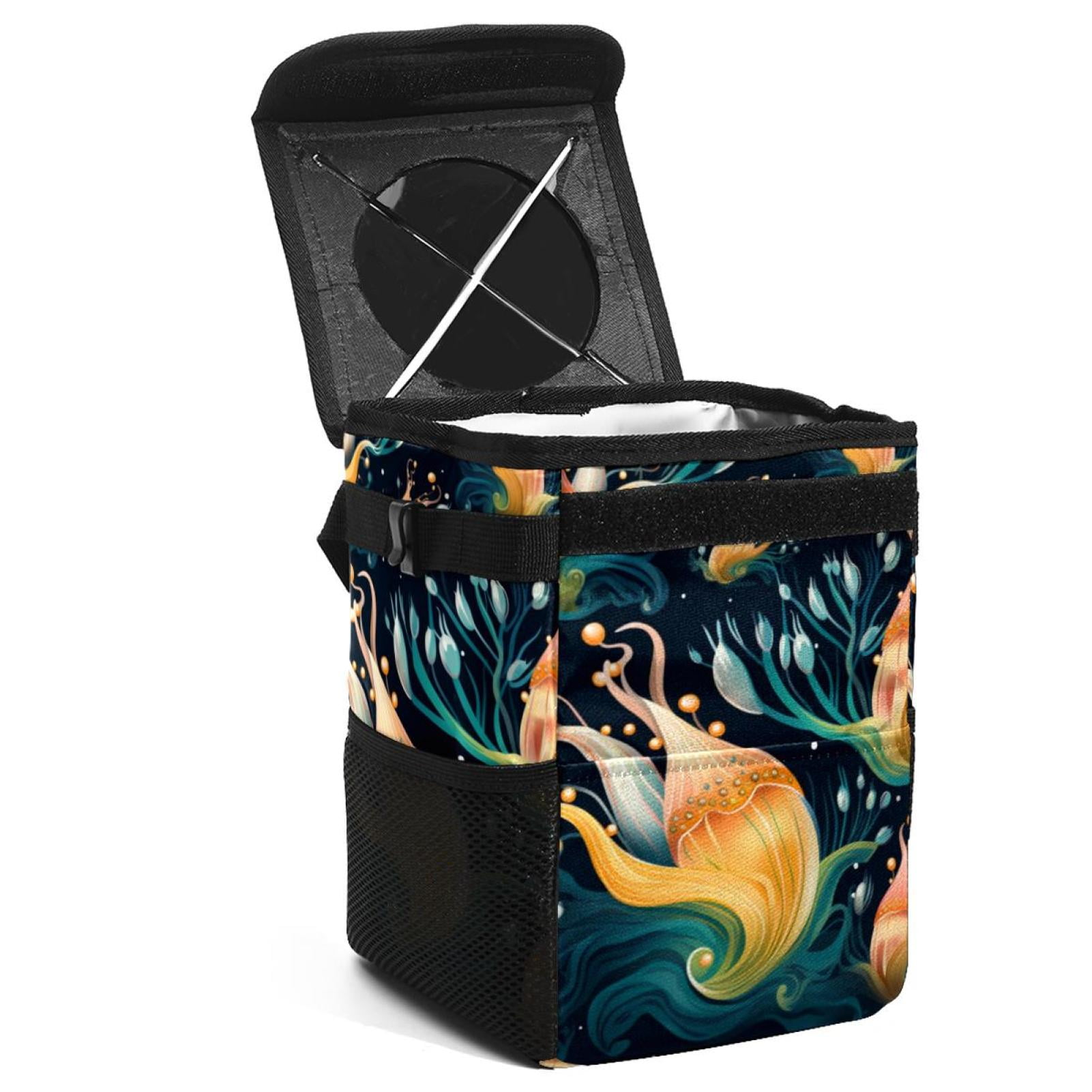 Sea Slug Car Trash Can Foldable With Lid Leak Proof Hanging Storage Bag Car Garbage Can