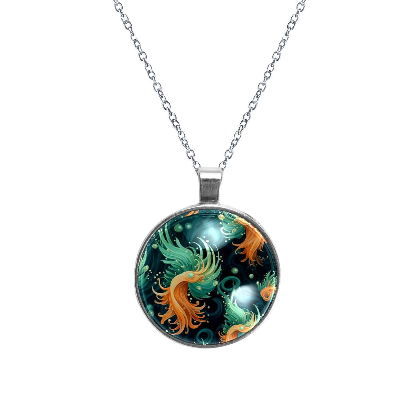 Sea Slug Circular Glass Pendant Necklace - Women's Statement Necklaces ...