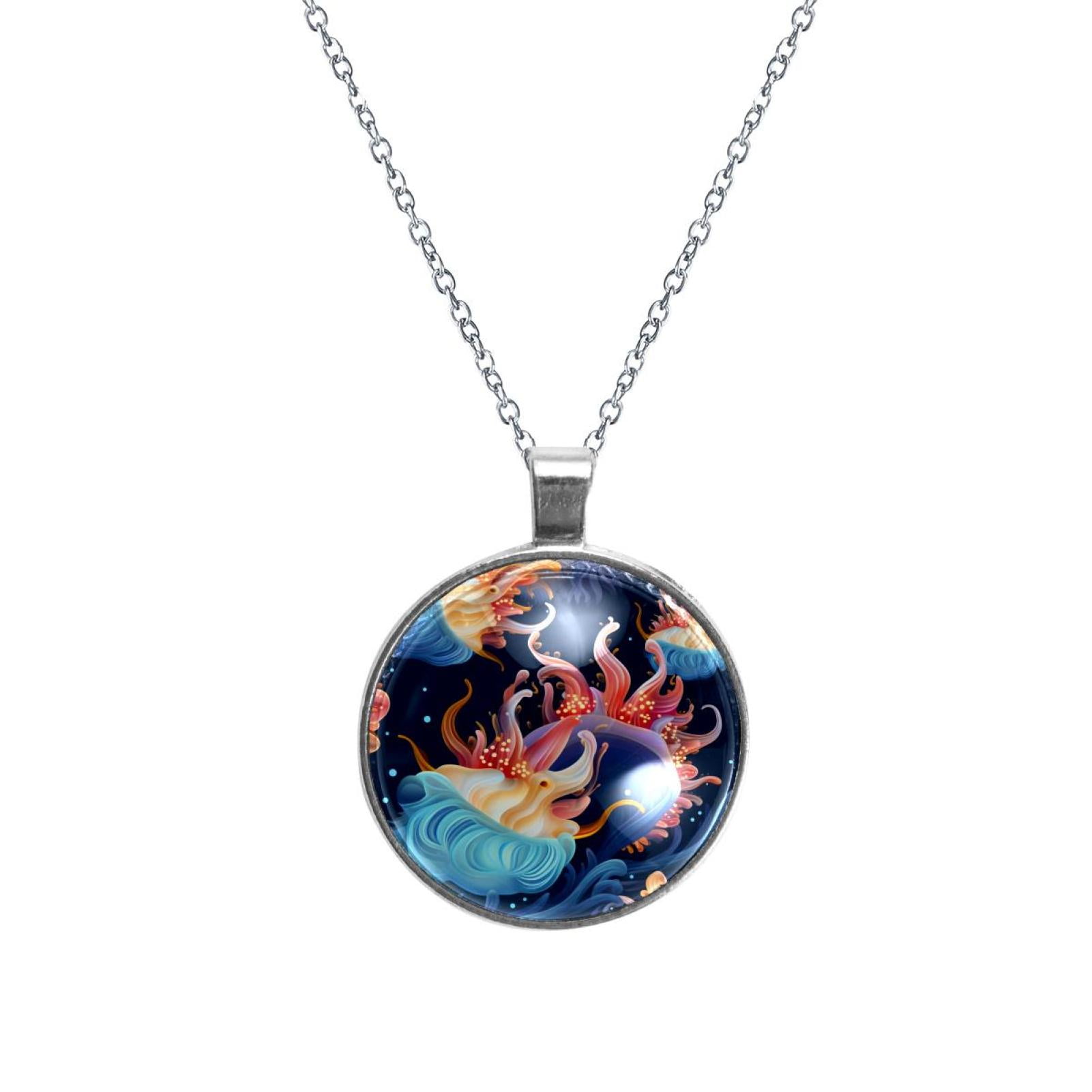 Sea Slug Circular Glass Pendant Necklace - Women's Statement Necklaces - Walmart.com
