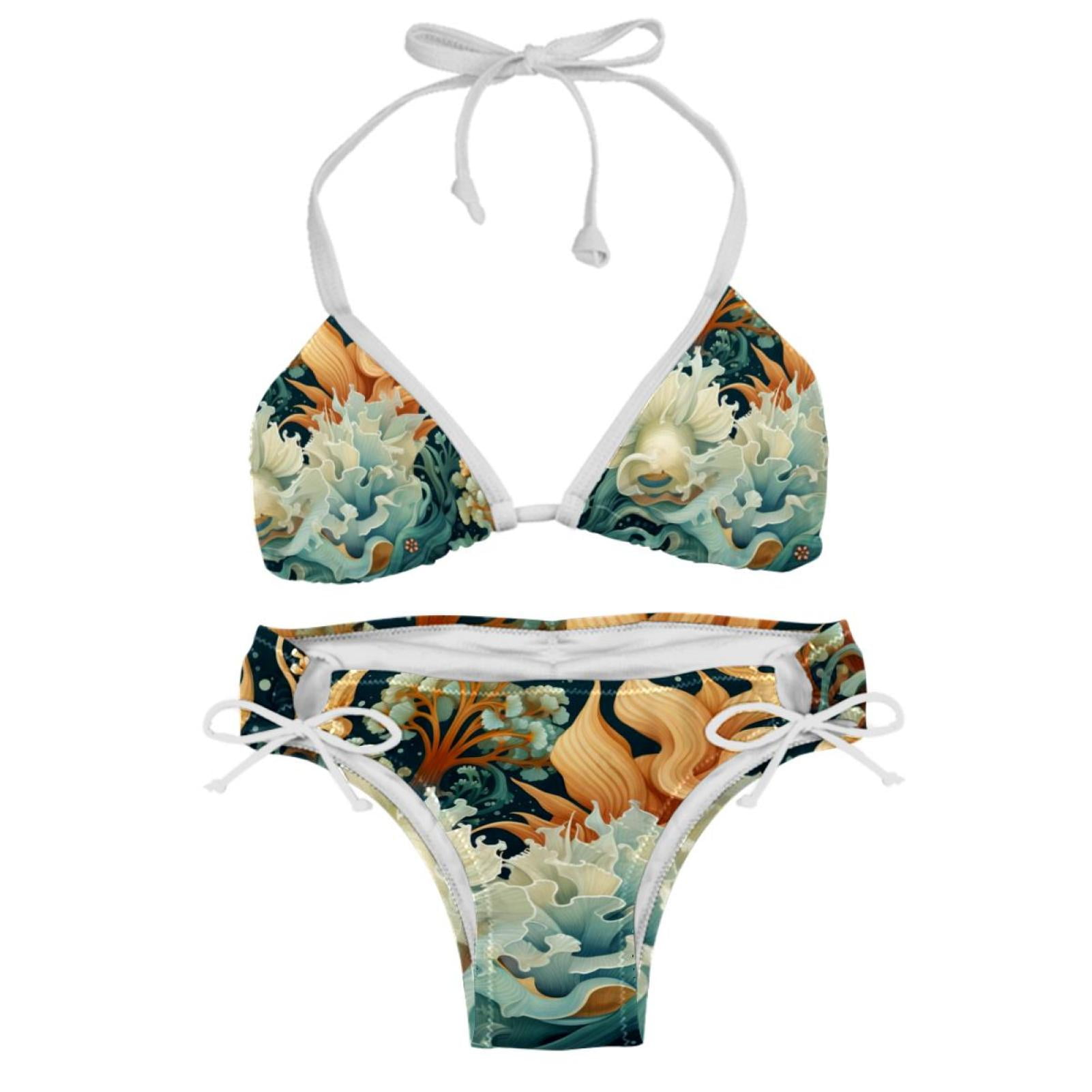 Sea Slug Detachable Sponge Adjustable Strap Bikini Set Swimsuit, Two ...