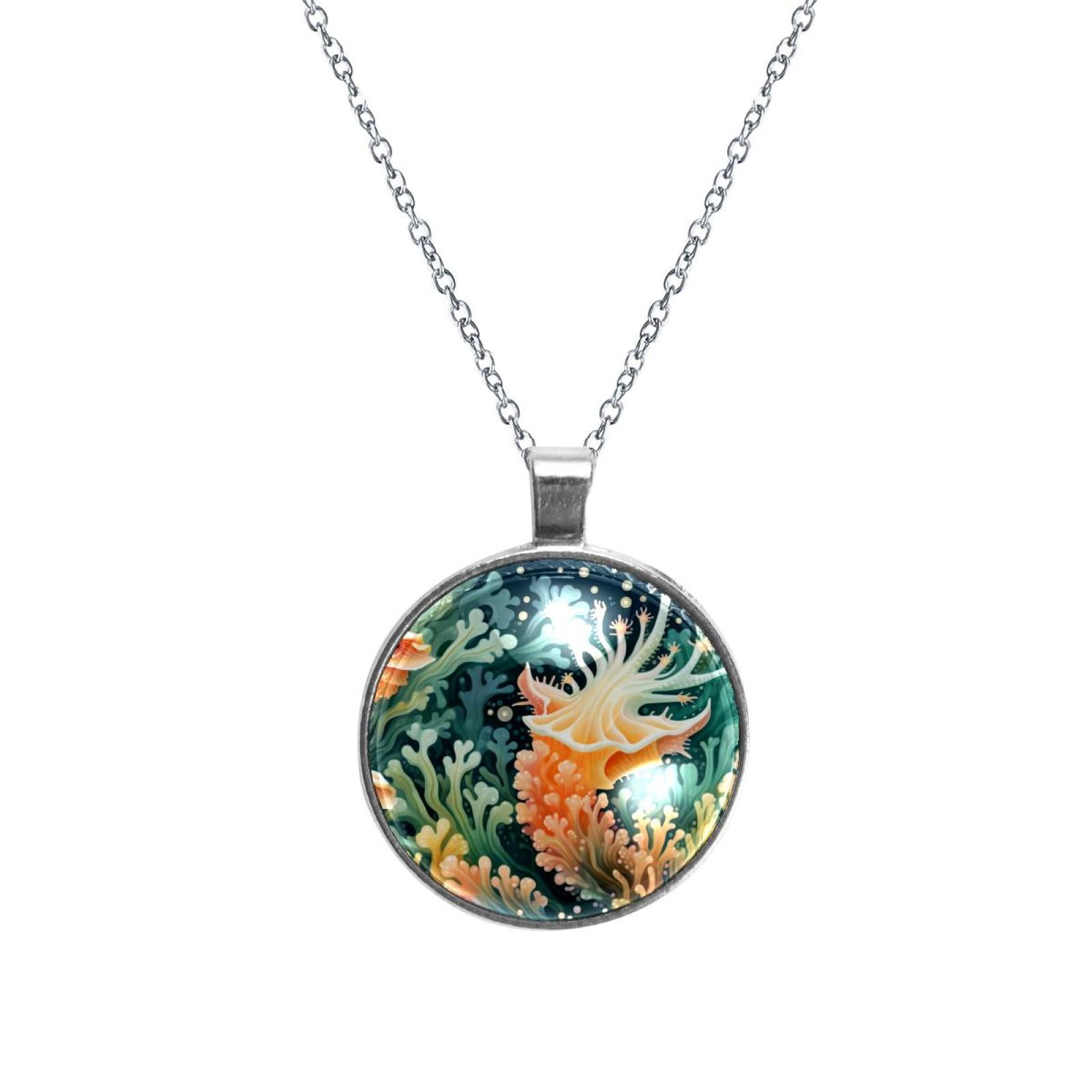 Sea Slug Elegant Glass Circular Pendant Necklace - Stylish Necklaces for Women - Walmart.com