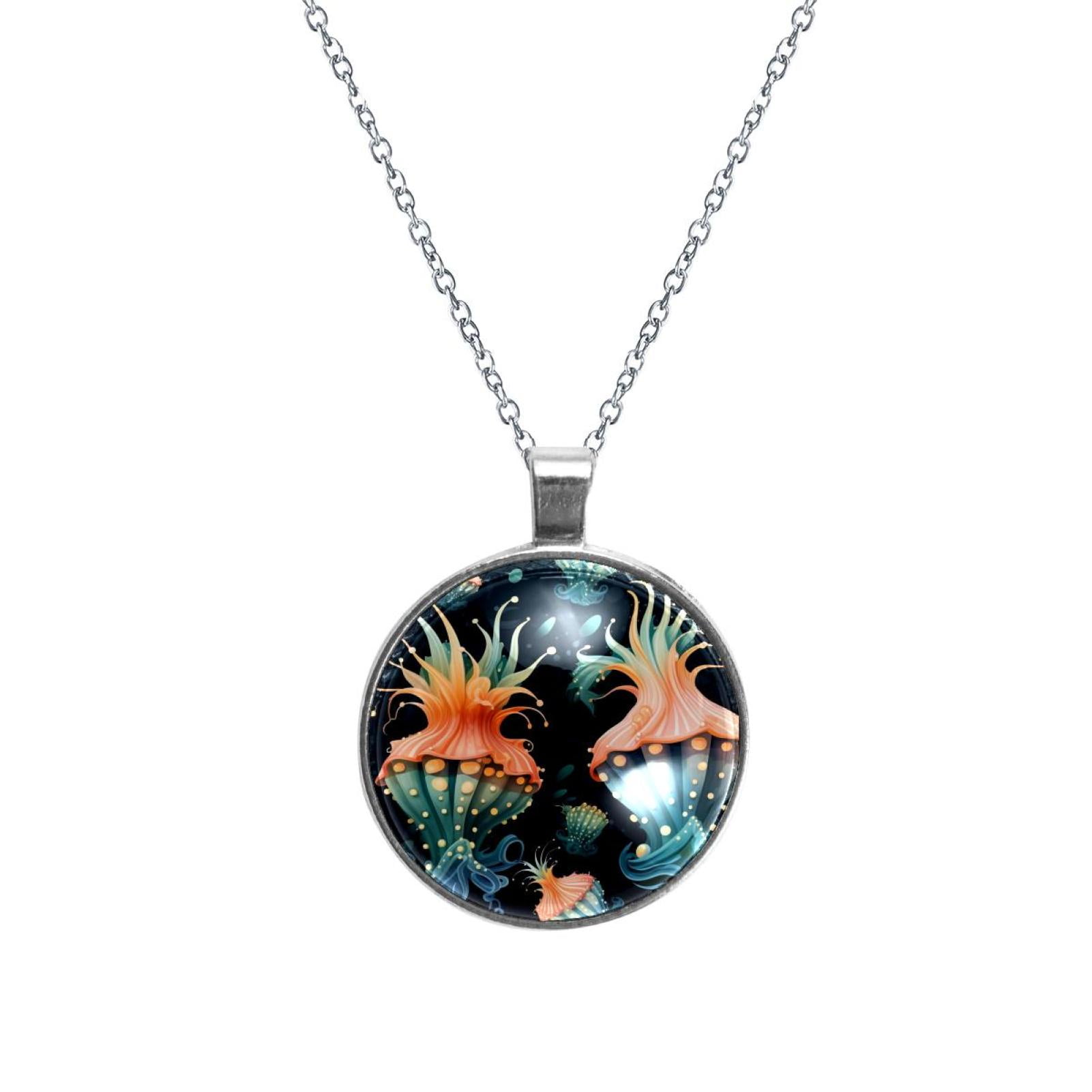 Sea Slug Elegant Glass Design Circular Pendant Necklace - Stylish Statement Necklaces - Walmart.com