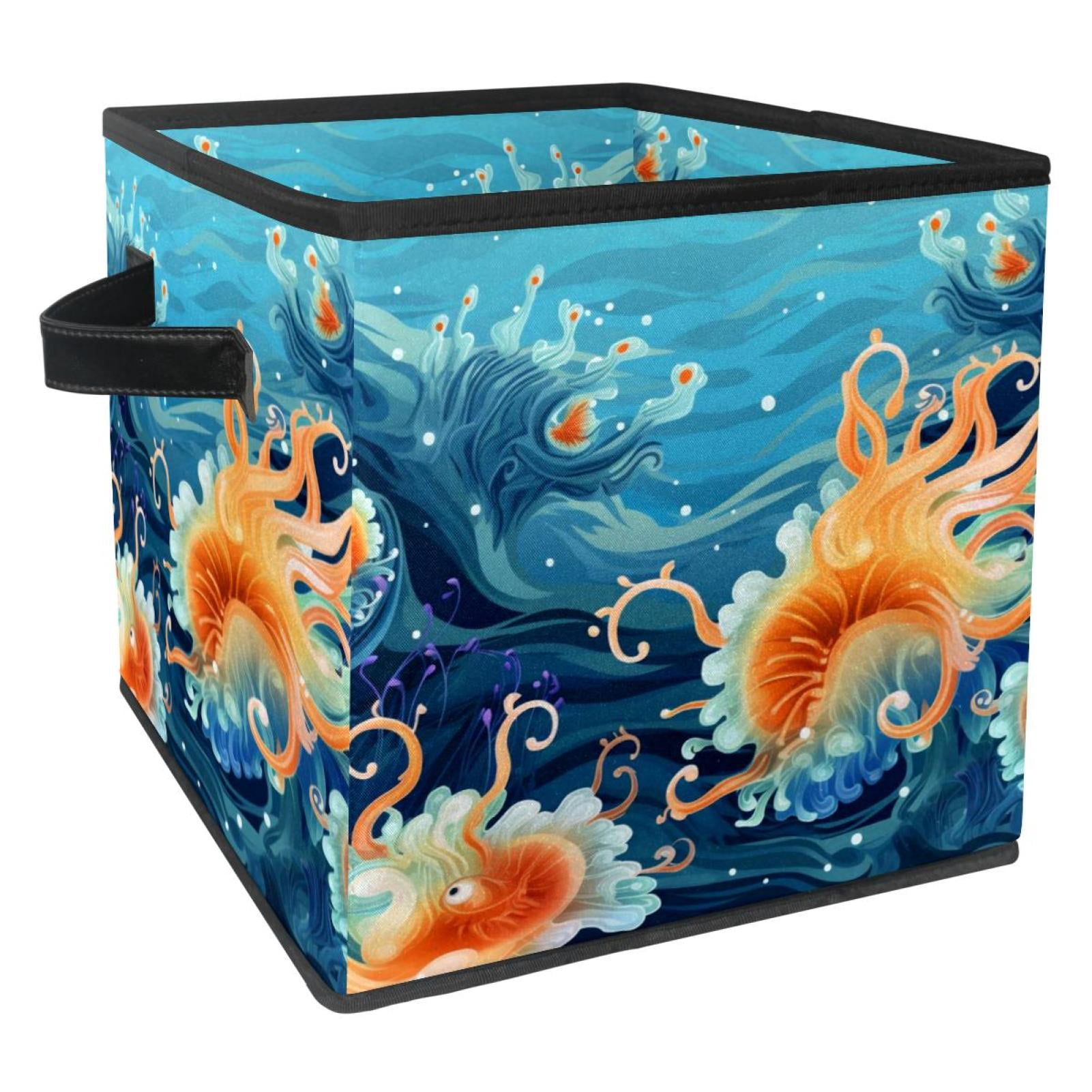 Sea Slug Foldable Storage Basket Organizer Bins with Handle, 10.8"x10.5 ...