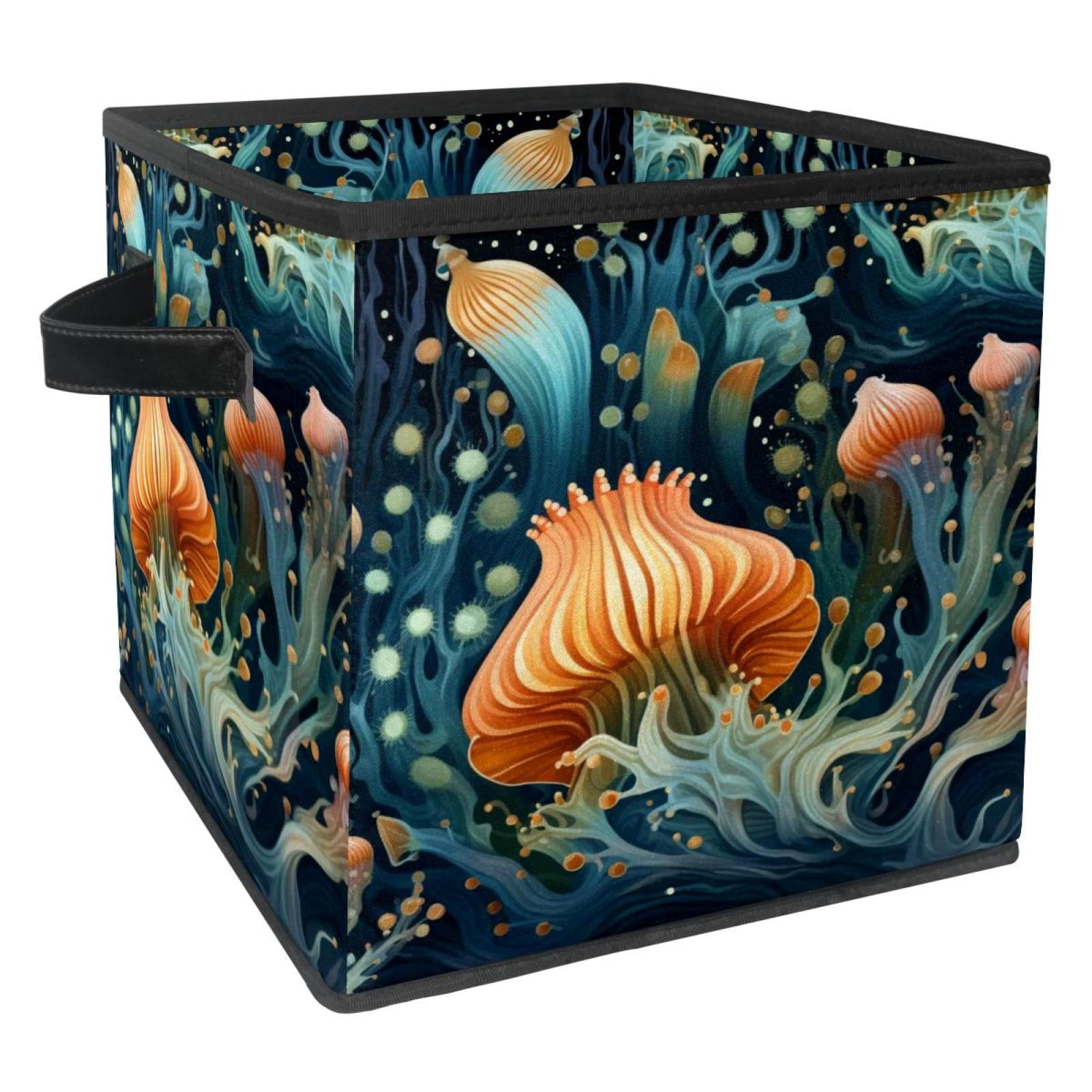 Sea Slug Foldable Storage Baskets with Handle, 10.8"x10.5"x10.6", Large ...