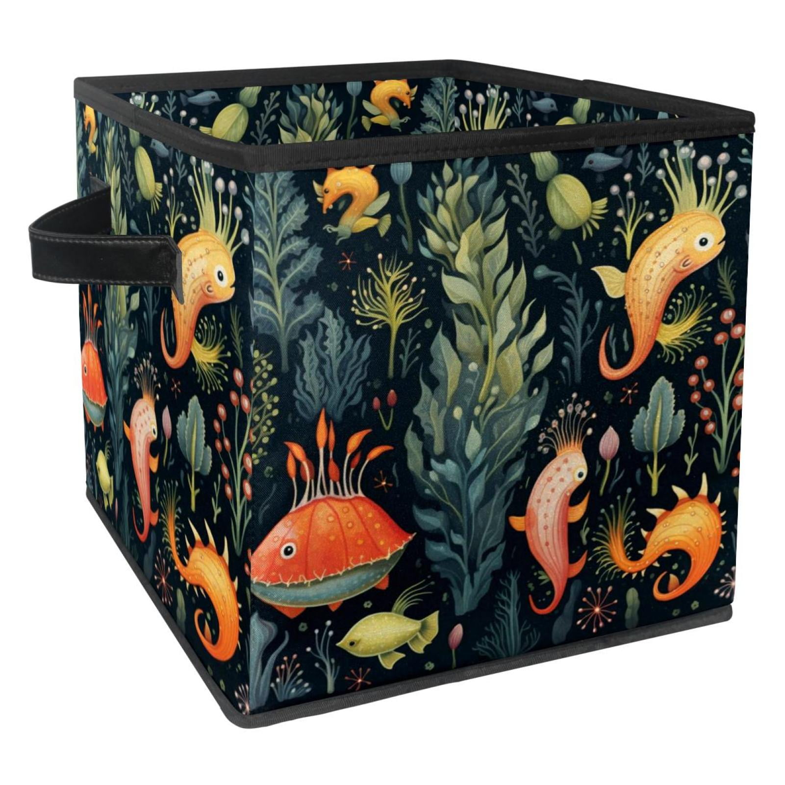 Sea Slug Foldable Storage Box with Handle, 10.8"x10.5"x10.6", Large ...