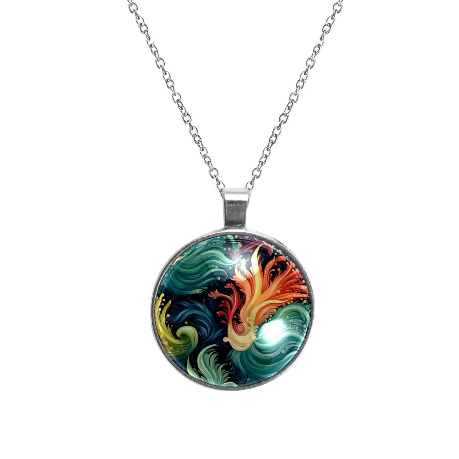 Sea Slug Glass Design Circular Pendant Necklace - Stunning Women's ...