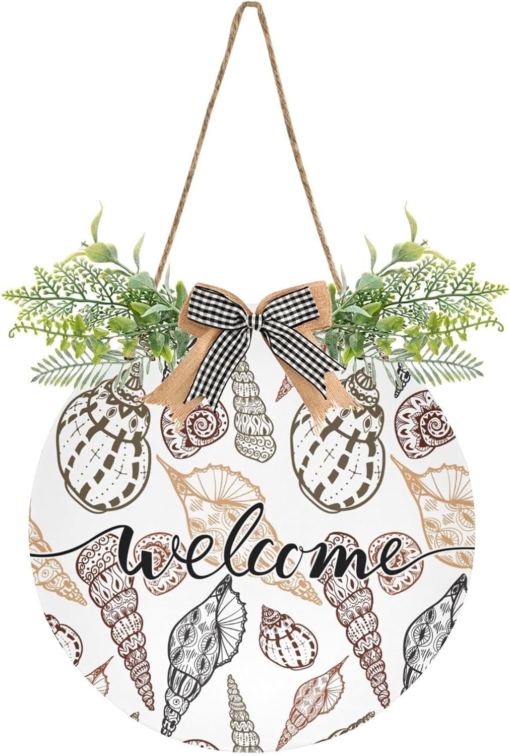 Sea Snail Conch Welcome Sign Farmhouse Front Porch Door Hanging Welcome ...