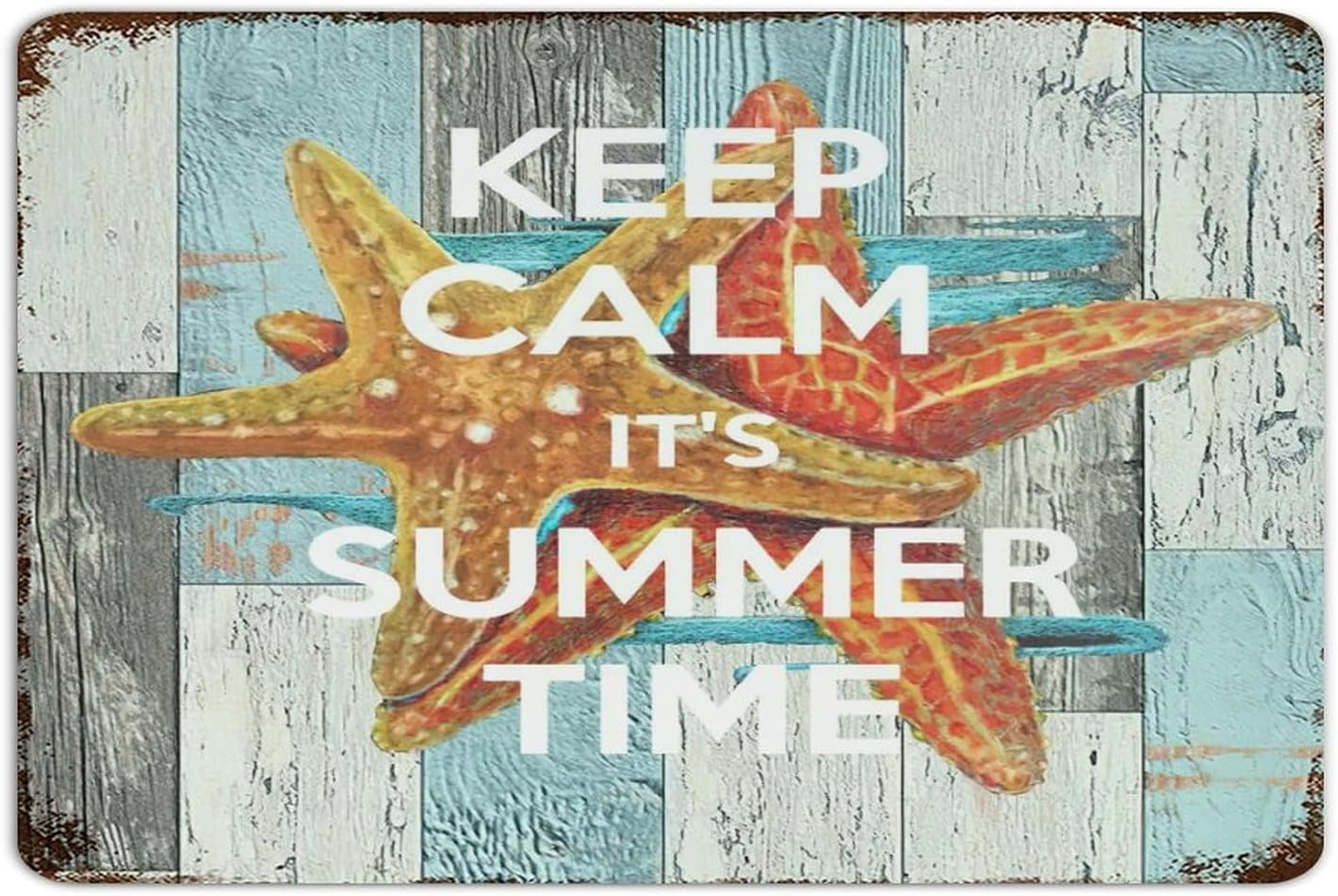 Sea Snail Starfish Nautical Beach Ocean Theme 8x12 Inch Metal Tin Sign ...