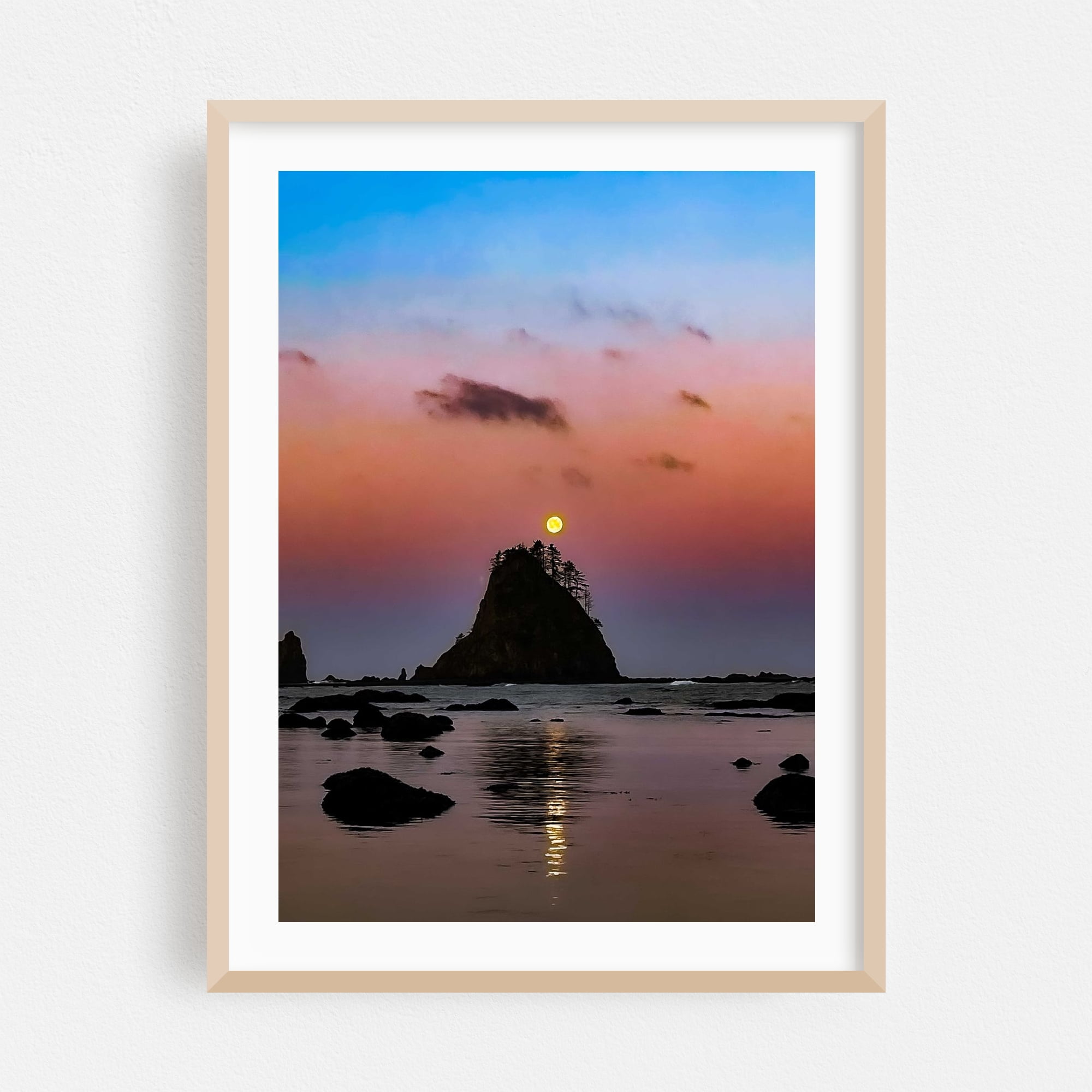 Sea Stacks at Sunset - Forks Washington Photography Seascape Moon ...