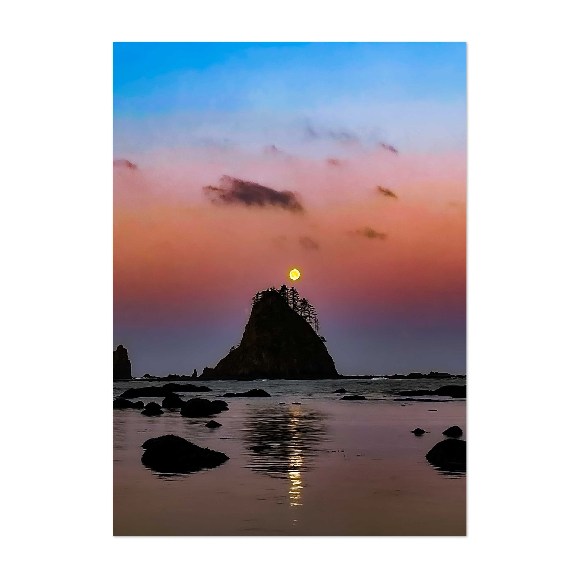 Sea Stacks at Sunset - Forks Washington Photography Seascape Moon ...