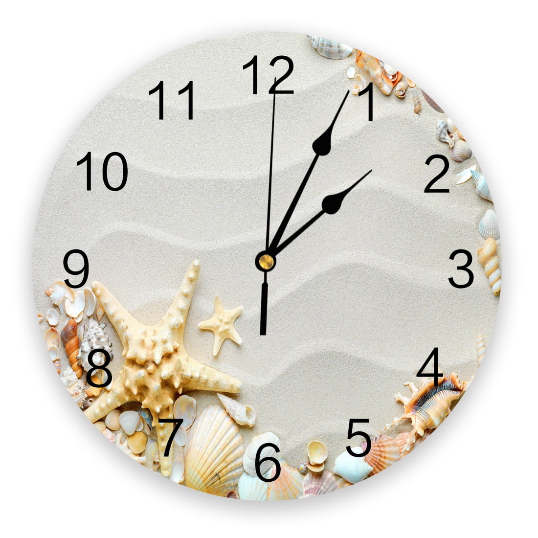 Sea Star Conch Beach Silent Decorative Wall Clock Digital Clock ...