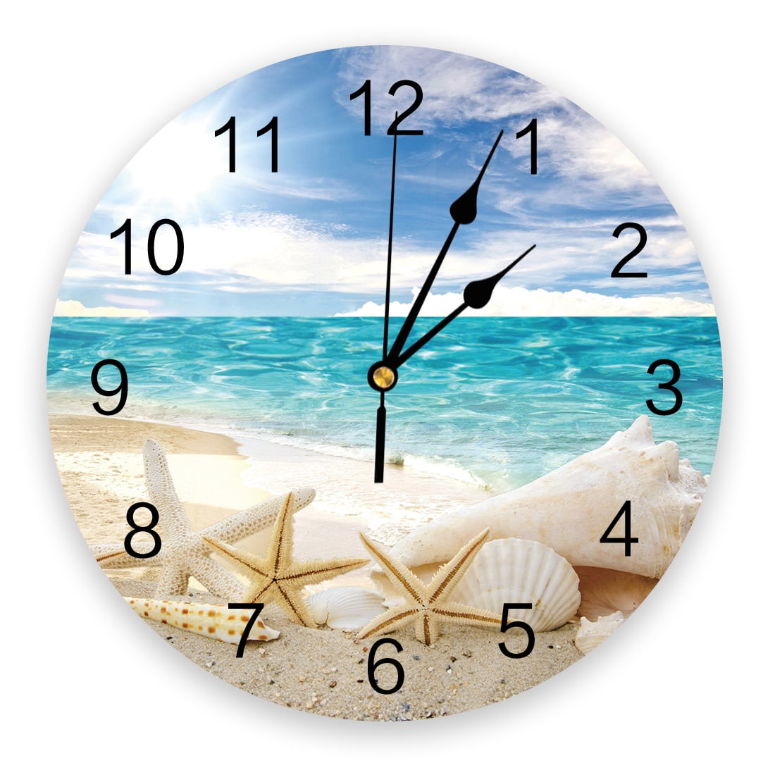 Sea Star Conch Beach Silent Decorative Wall Clock Digital Clock ...