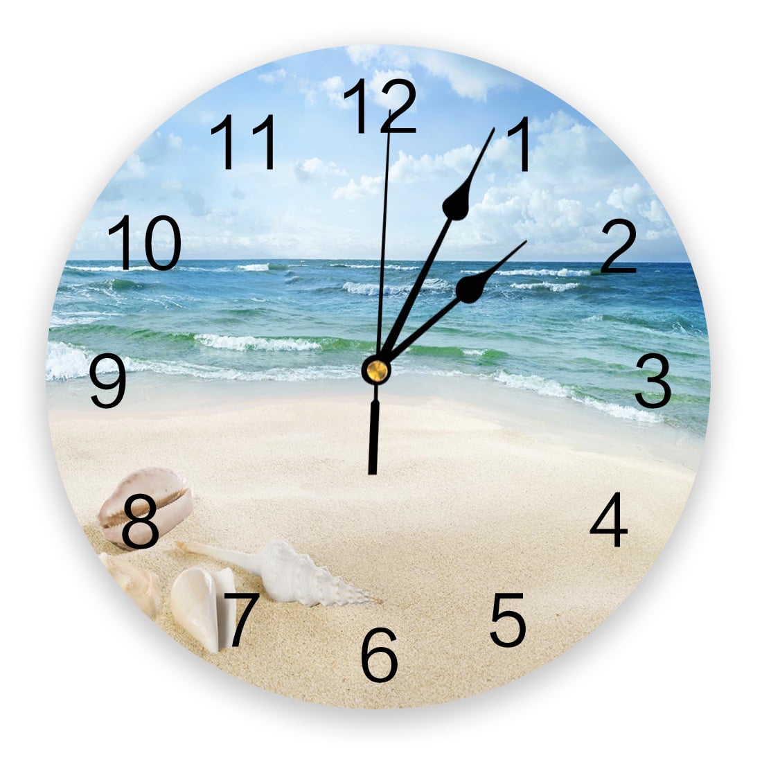 Sea Star Conch Beach Silent Decorative Wall Clock Digital Clock ...