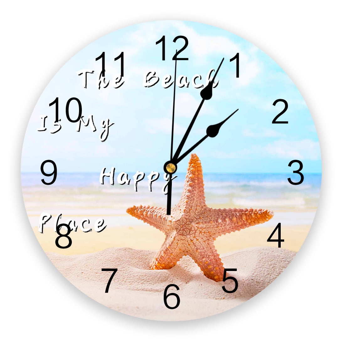 Sea Star Conch Beach Silent Decorative Wall Clock Digital Clock ...