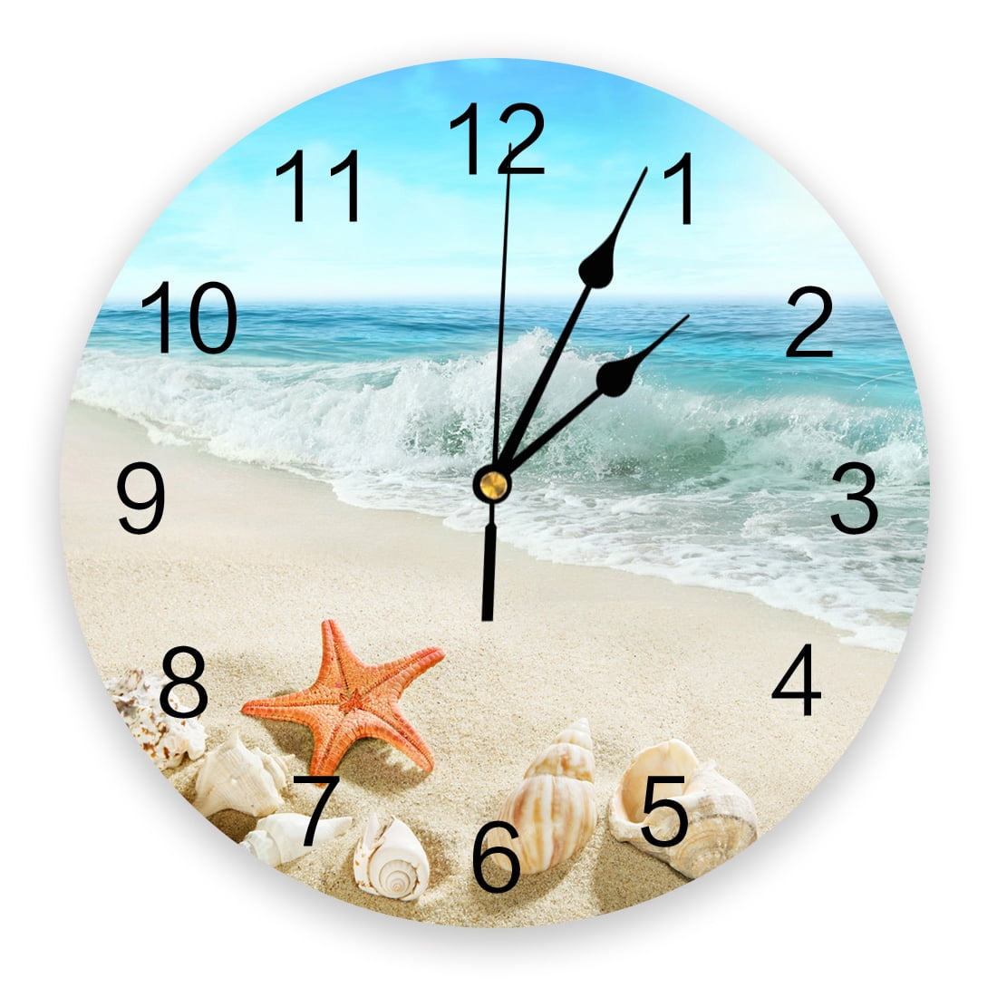 Sea Star Conch Beach Silent Decorative Wall Clock Digital Clock ...