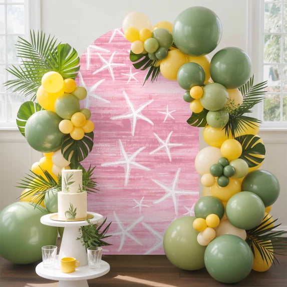 Sea Stars Arch Backdrop Cover, 7.2FT, Summer Beach Sea Stars Pink ...