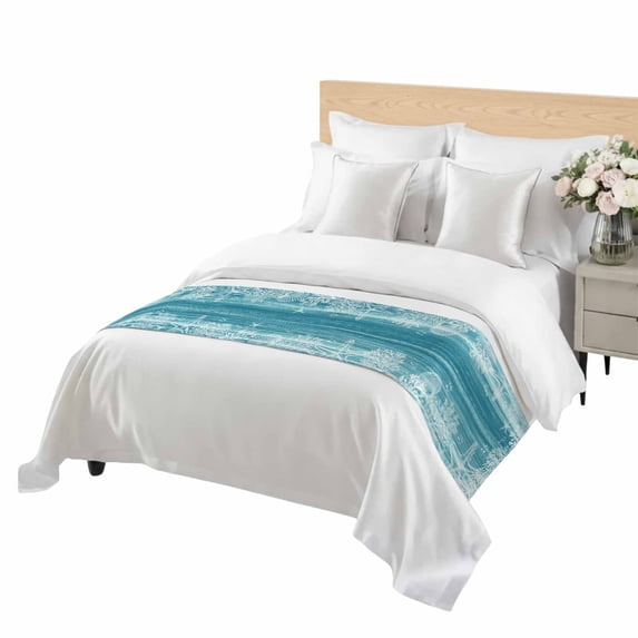 Sea Stars Bed Runner King Size Summer Beach Sea Star Coral Teal Texture ...