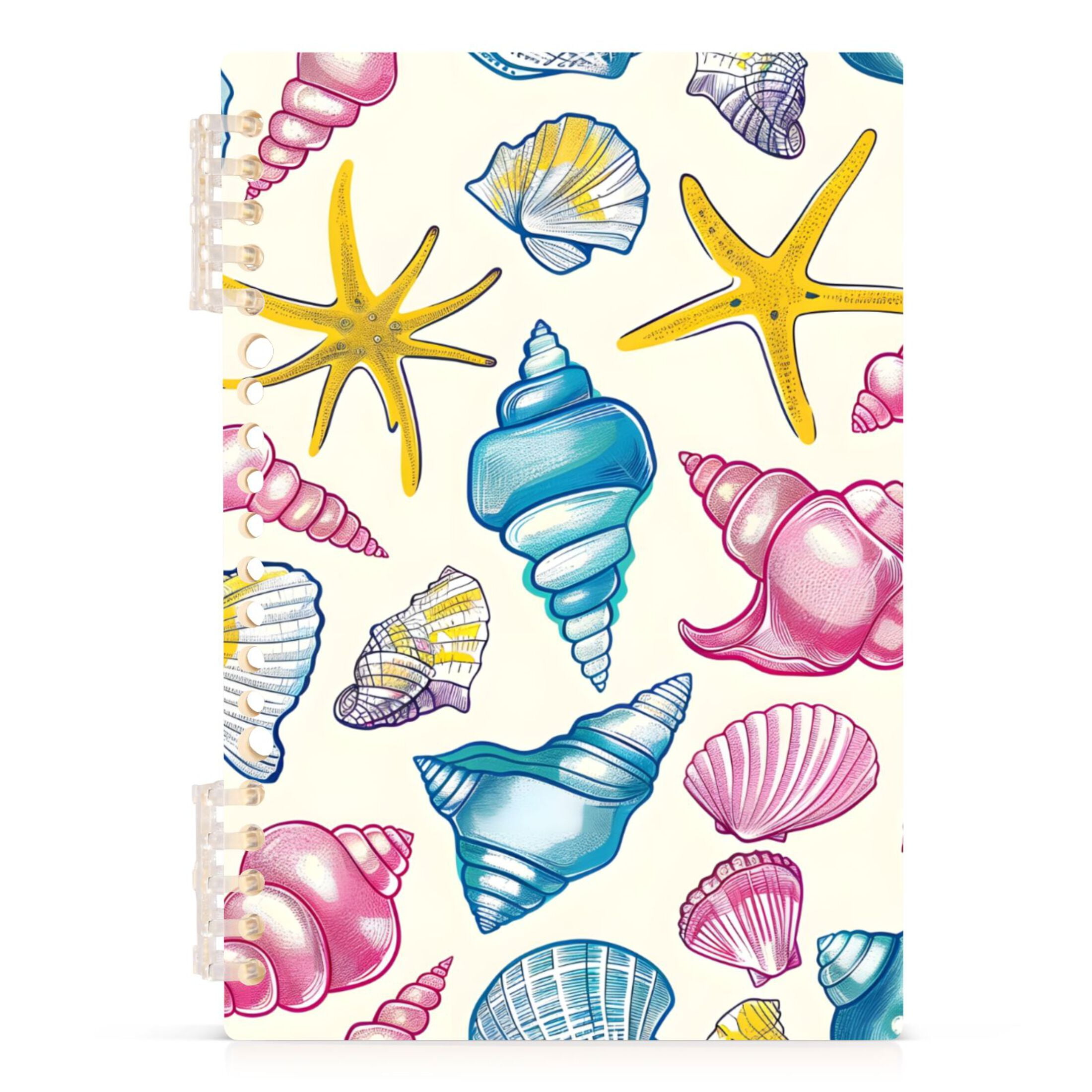 Sea Stars Shells Ring Binder Notebook Journey Note Diary College Ruled ...