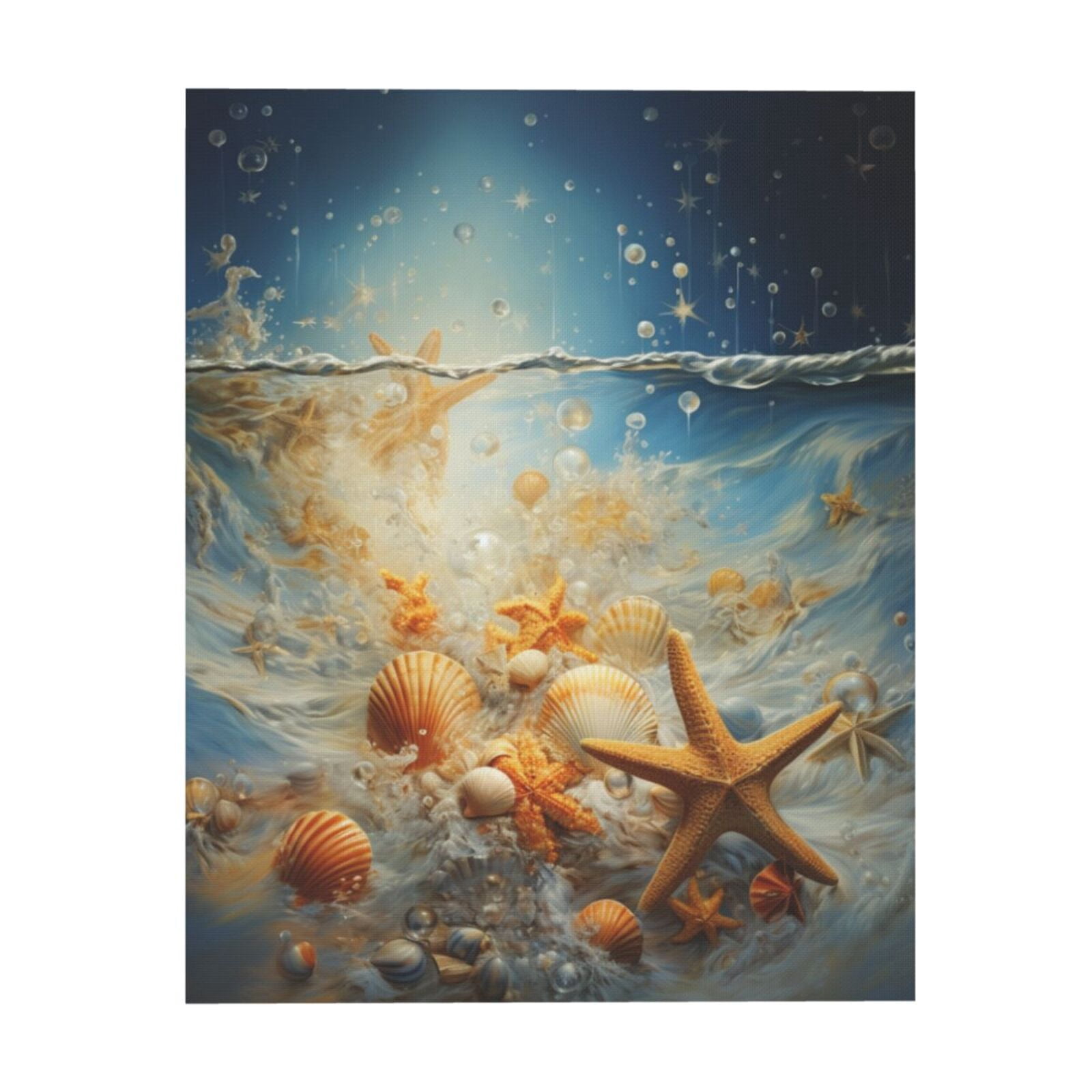 There Are Sea Stars, Shells, And Snails On The Waves (3) Canvas ...