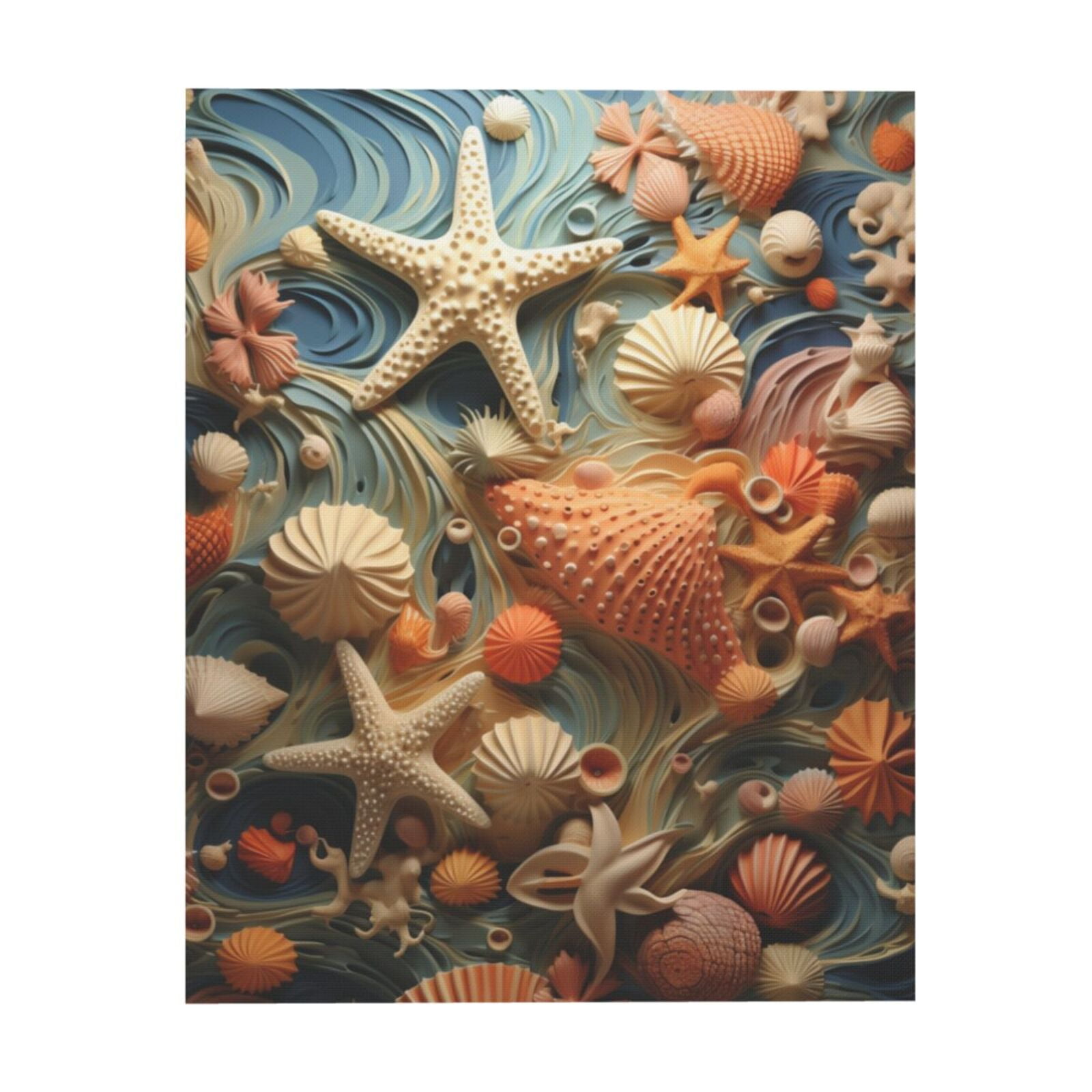 There Are Sea Stars, Shells, And Snails On The Waves (4) Canvas ...