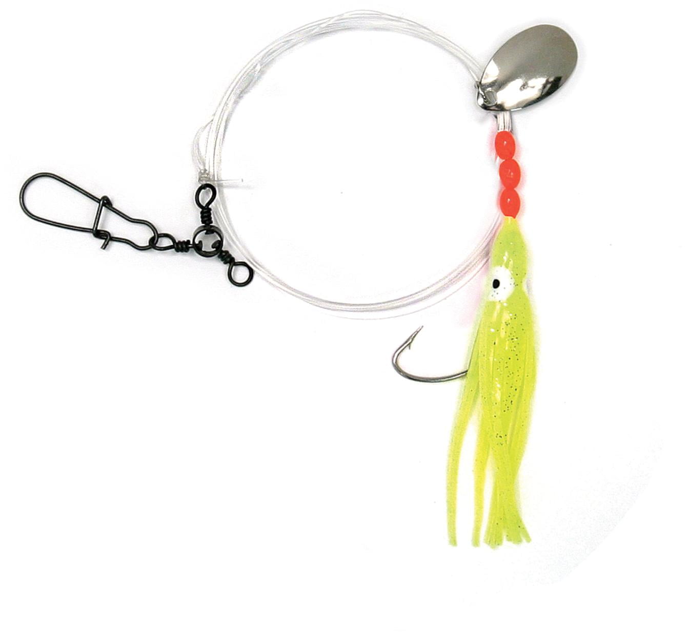 Sea Striker 365-Y Squid Skirt Rig with Spinner, 3", 1/0 Wide Gap Hook ...