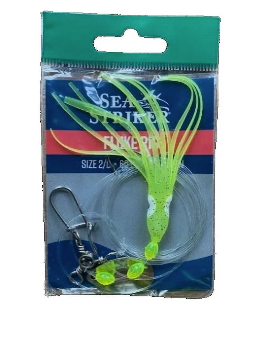 Sea Striker Green Fluke Hoochie Rig 2/0 Hook 60lb Monofilament Leader ...