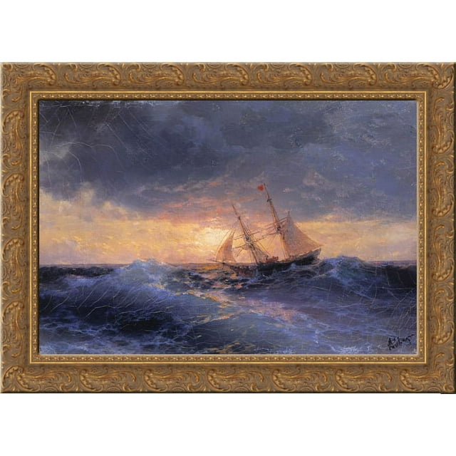 Sea. Sunset 24x20 Gold Ornate Wood Framed Canvas Art by Aivazovsky ...