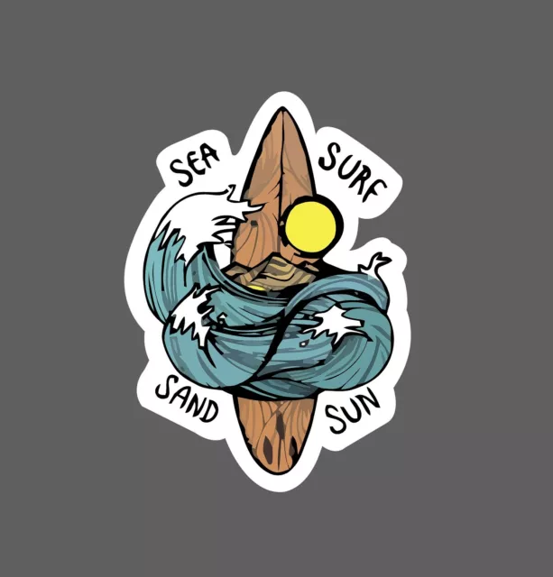 Sea Surf Sand Sun Sticker Waterproof Sticker Phone Decal Water Bottle ...