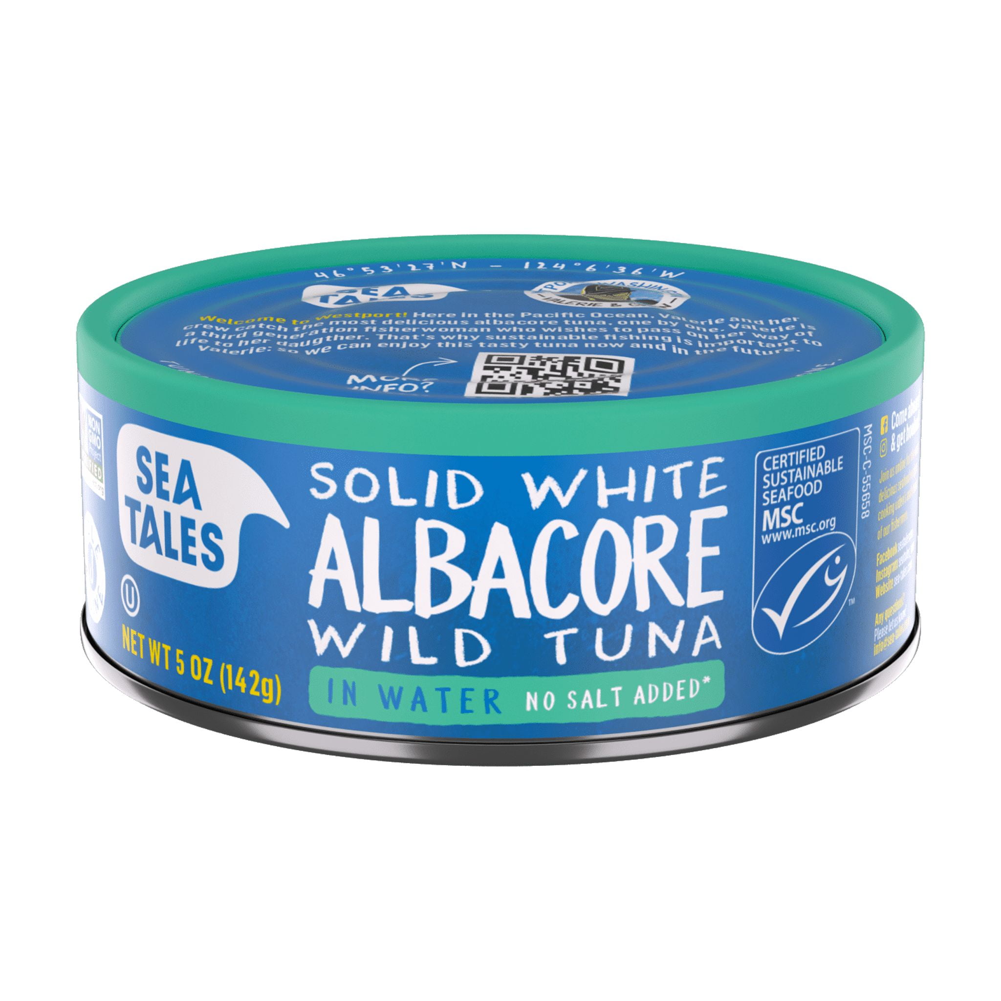 Sea Tales MSC Wild Caught Albacore Tuna in Water No Salt Added, 5 oz ...