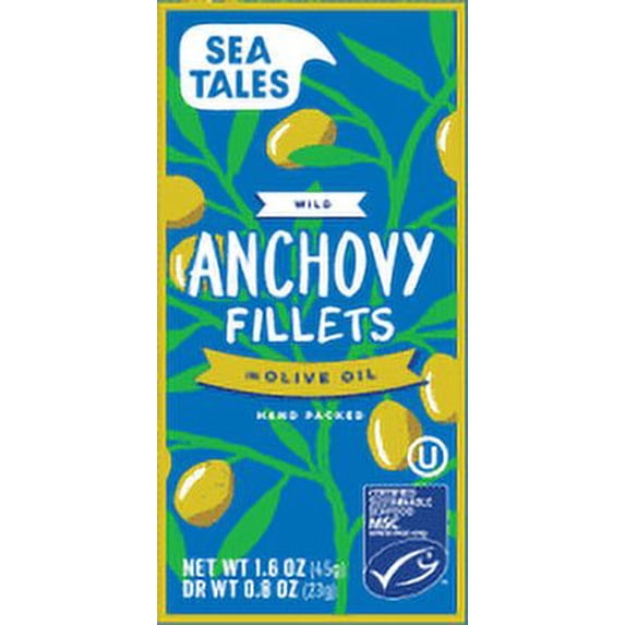 Sea Tales, Anchovy Fillets, 1.6 oz, in Olive Oil, MSC Certified ...