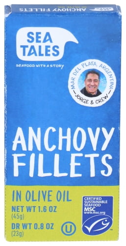Sea Tales Anchovy Fillets MSC in Olive Oil 1.6 oz (Pack of 12 ...
