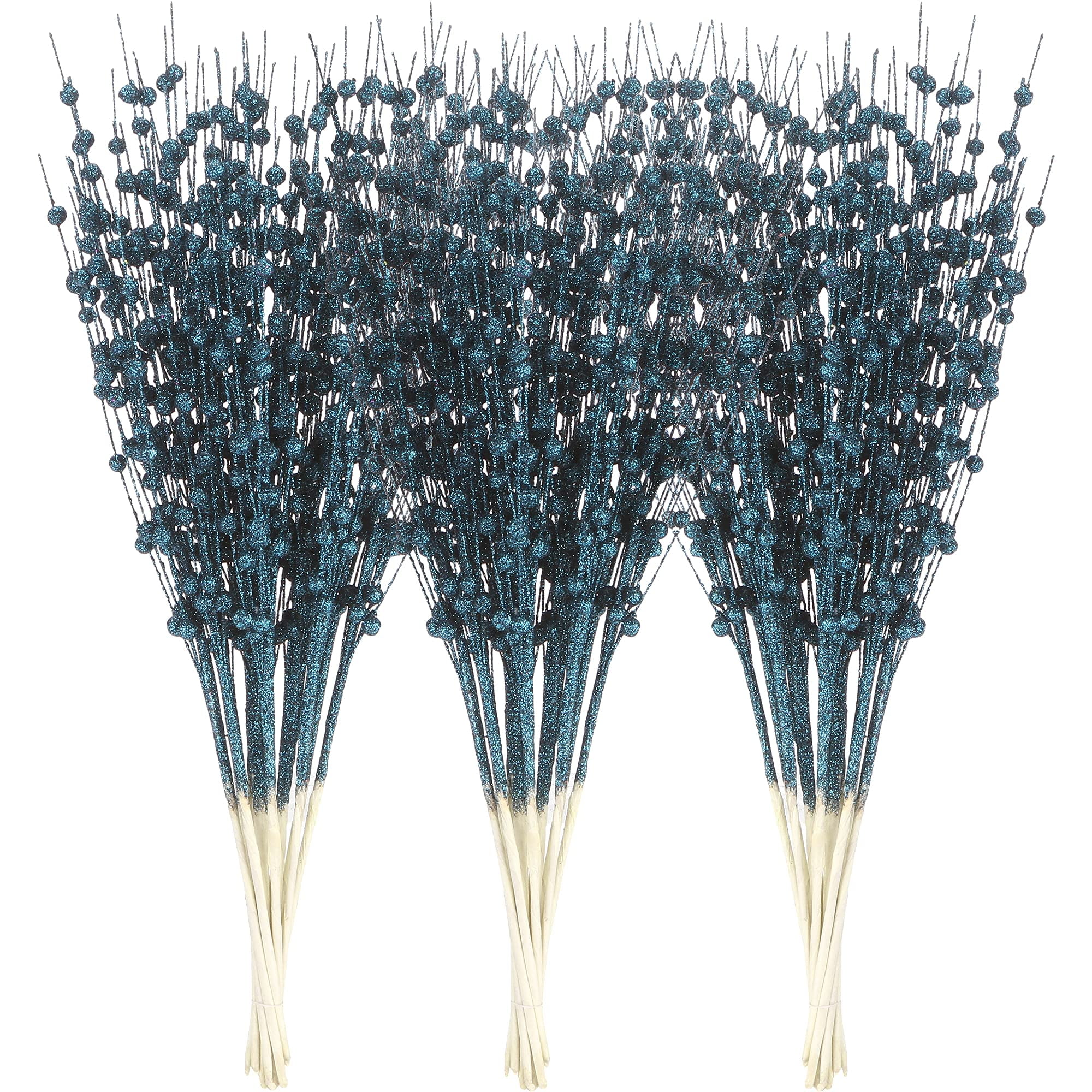 Sea Team 24-Pack Artificial Glitter Berry Stem Ornaments, Decorative ...