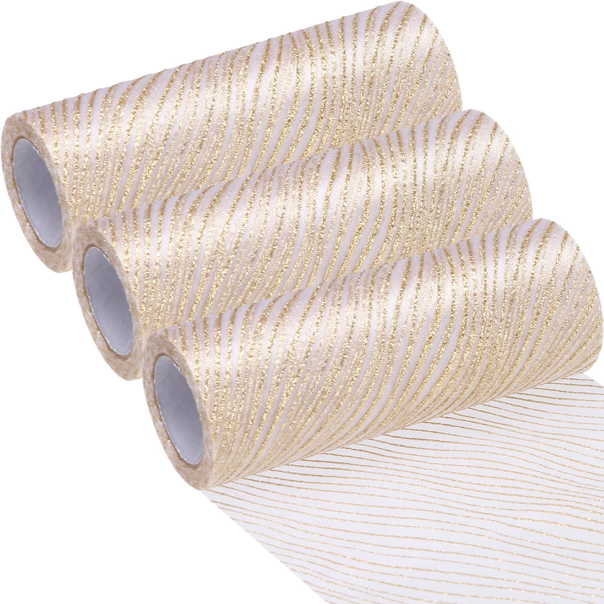 Sea Team 3-Pack 6-Inch-Wide Sheer Glitter Yarn Ribbon, Decorative Mesh ...