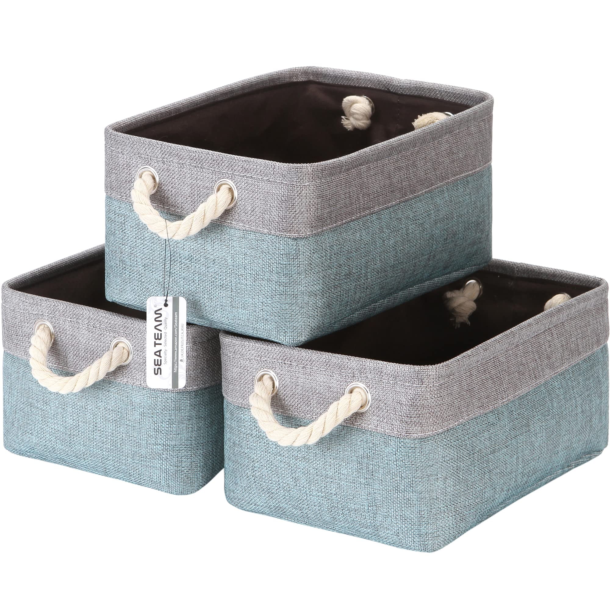 Sea Team Storage Bins 3-Pack Small Canvas Fabric Storage Cube Organizer ...