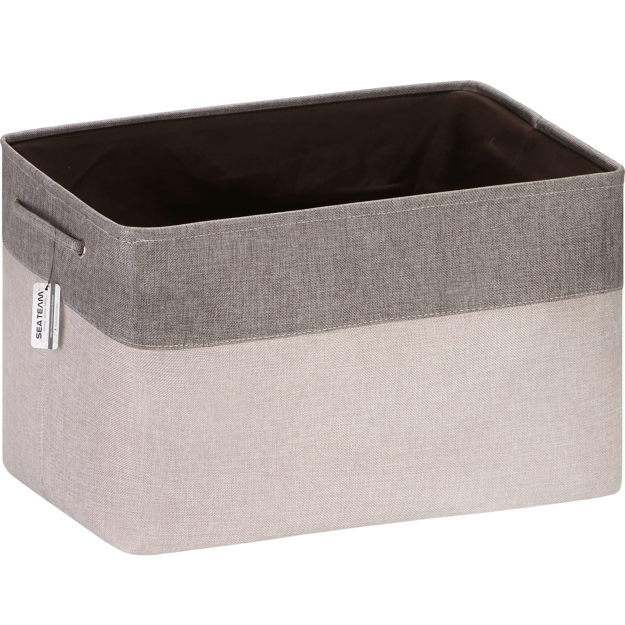 Sea Team 3-Pack Canvas Storage Baskets, 22x15x13 in, Foldable with ...