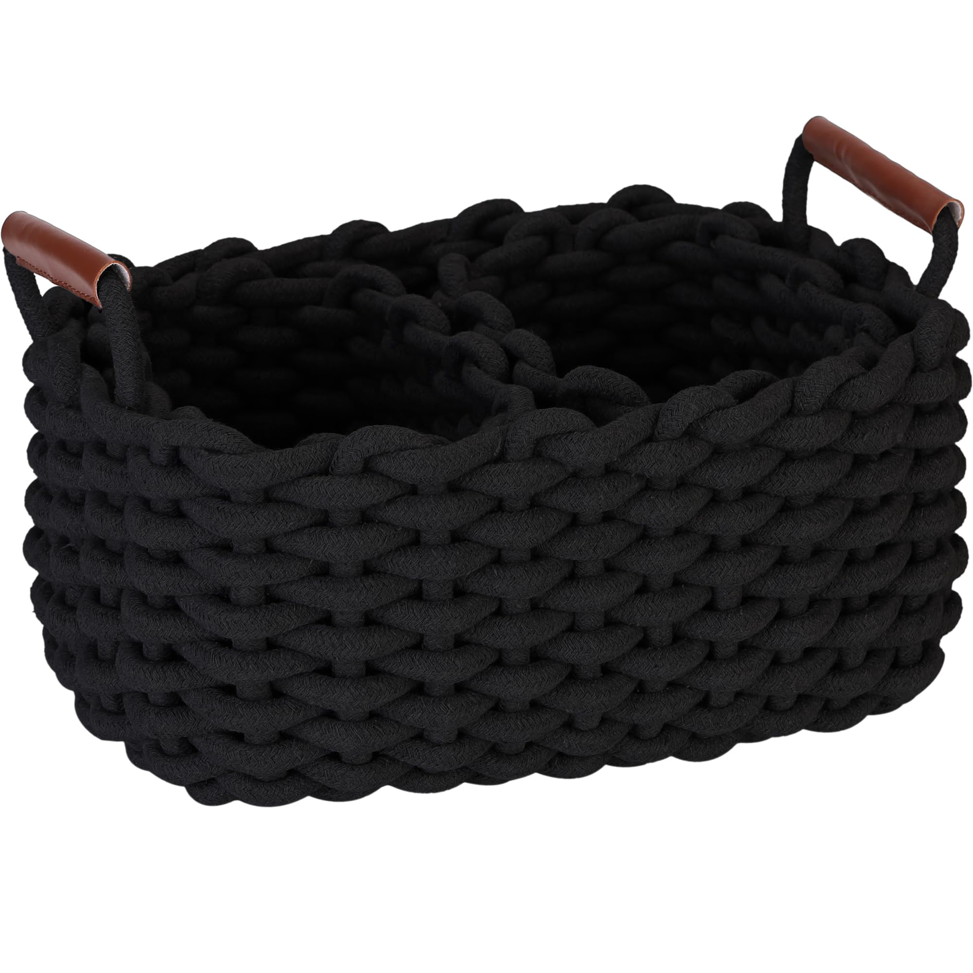 Sea Team 3-Pack Rectangle Woven Cotton Rope Storage Baskets with ...