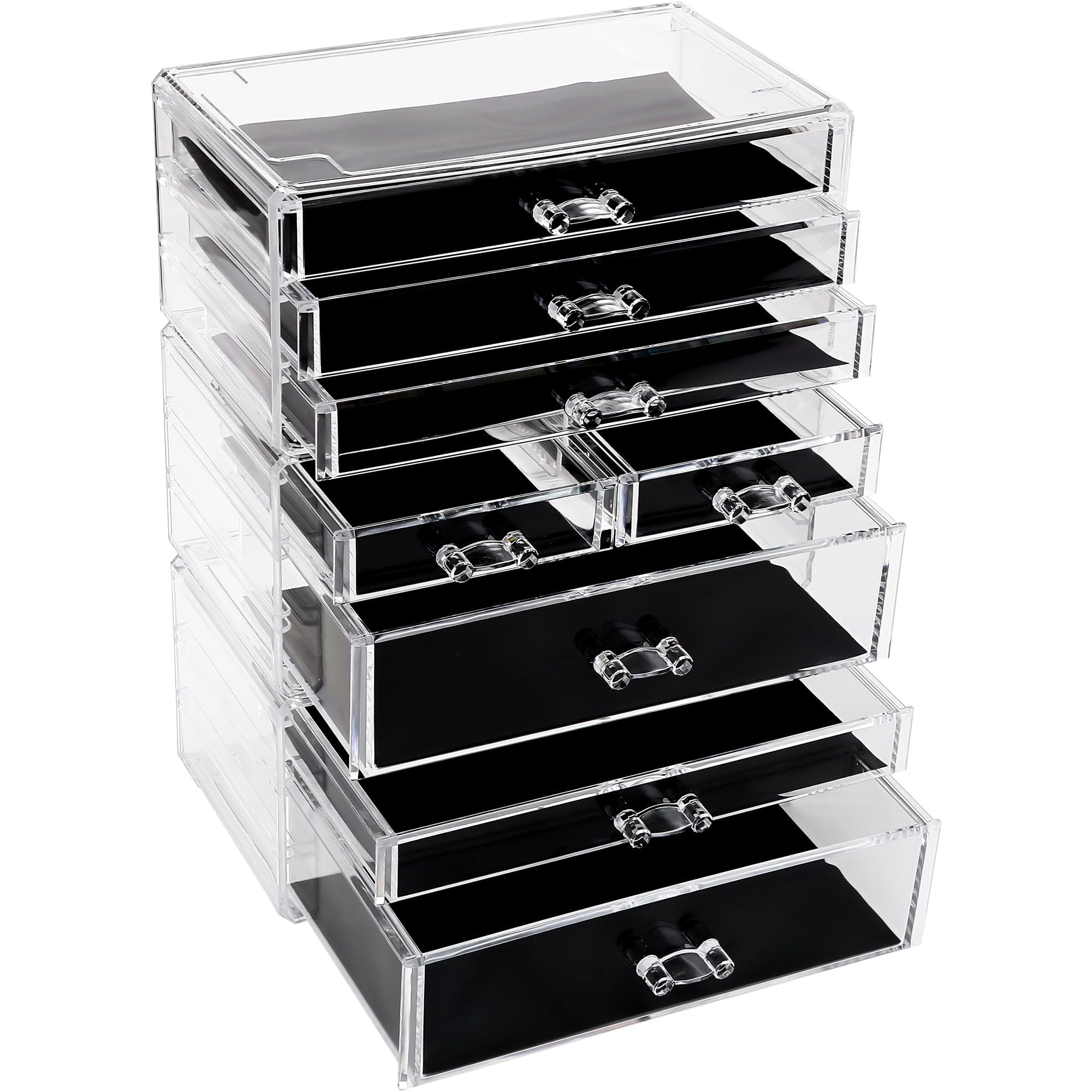 Sea Team 3-Tier Stackable Clear Makeup Organizer with Drawers, Acrylic ...